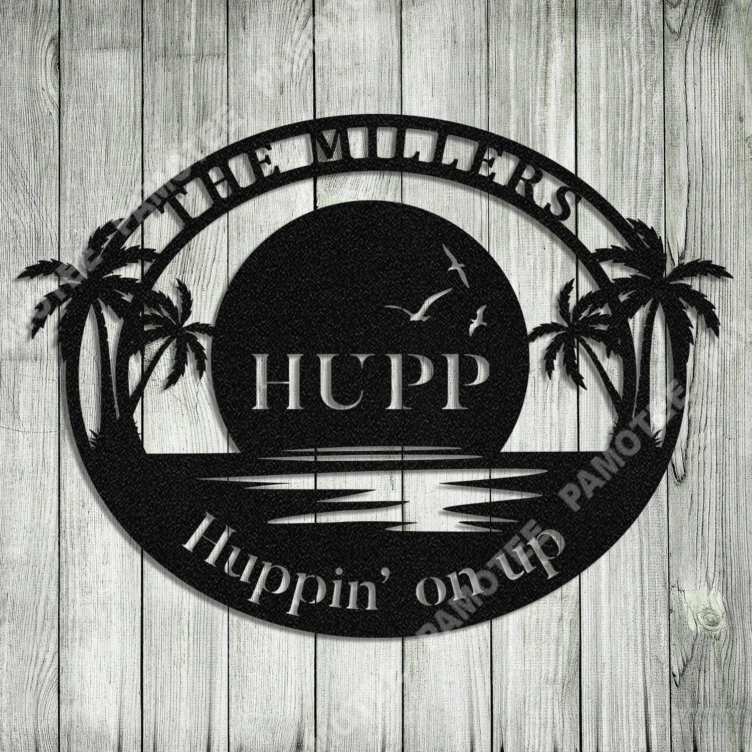 Palm Sunset Beach House Metal Sign Monogram, House, Lake, Wall Decor ...