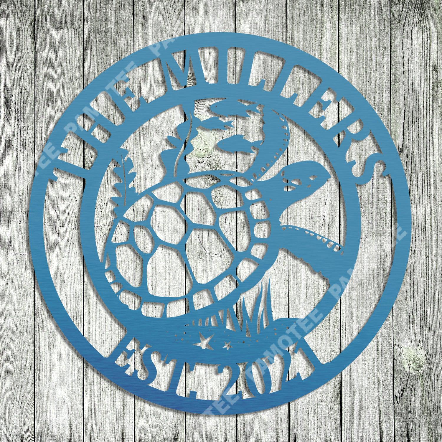 Turtle Beach Metal Sign Monogram, Custom House, Lake, Housewarming Wall ...