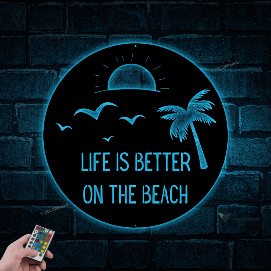 Custom Beach Decor With Led Lights, Nature Decor, Beach House Sign ...