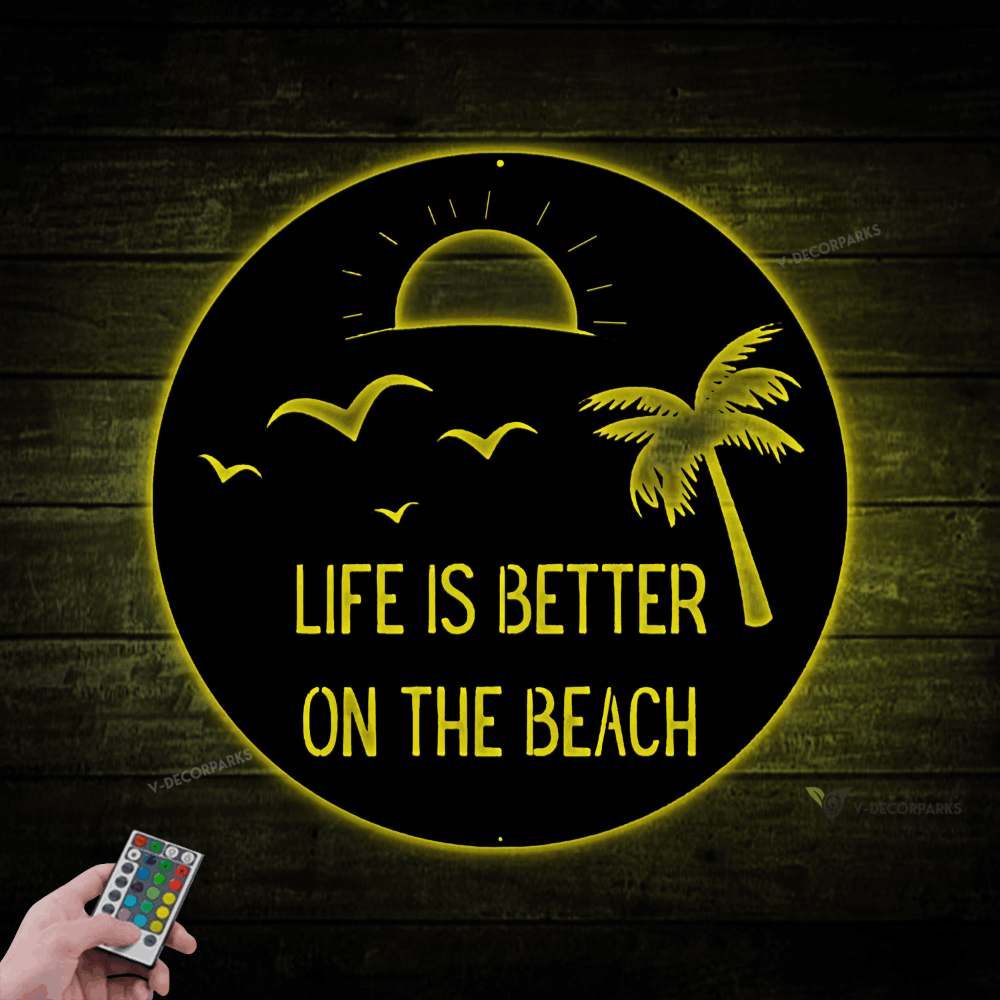 Custom Beach Decor With Led Lights, Nature Decor, Beach House Sign ...