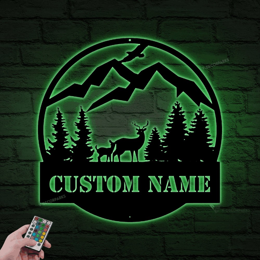 Custom Metal Hunting Sign With Led Lights, Personalized Deer Sign ...