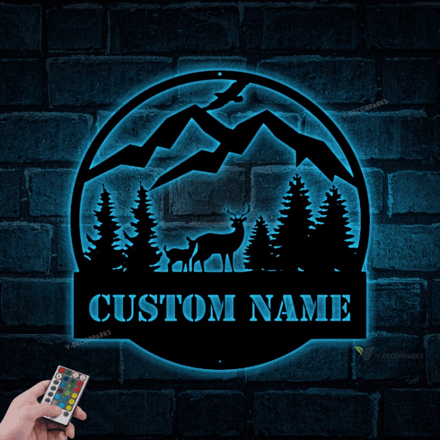 Custom Metal Hunting Sign With Led Lights, Personalized Deer Sign ...