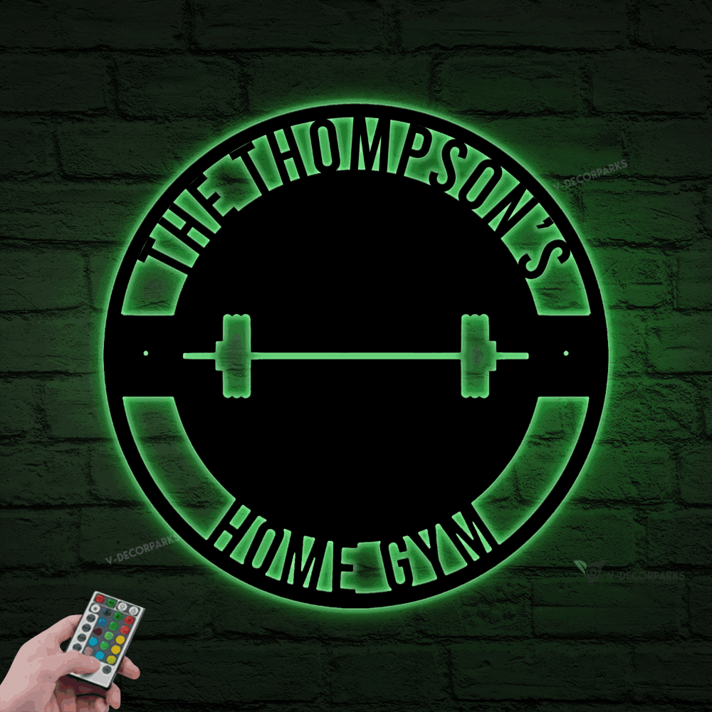 Gym Sign, Personalized Home Gym Sign With Led Lights, Custom Metal Gym ...