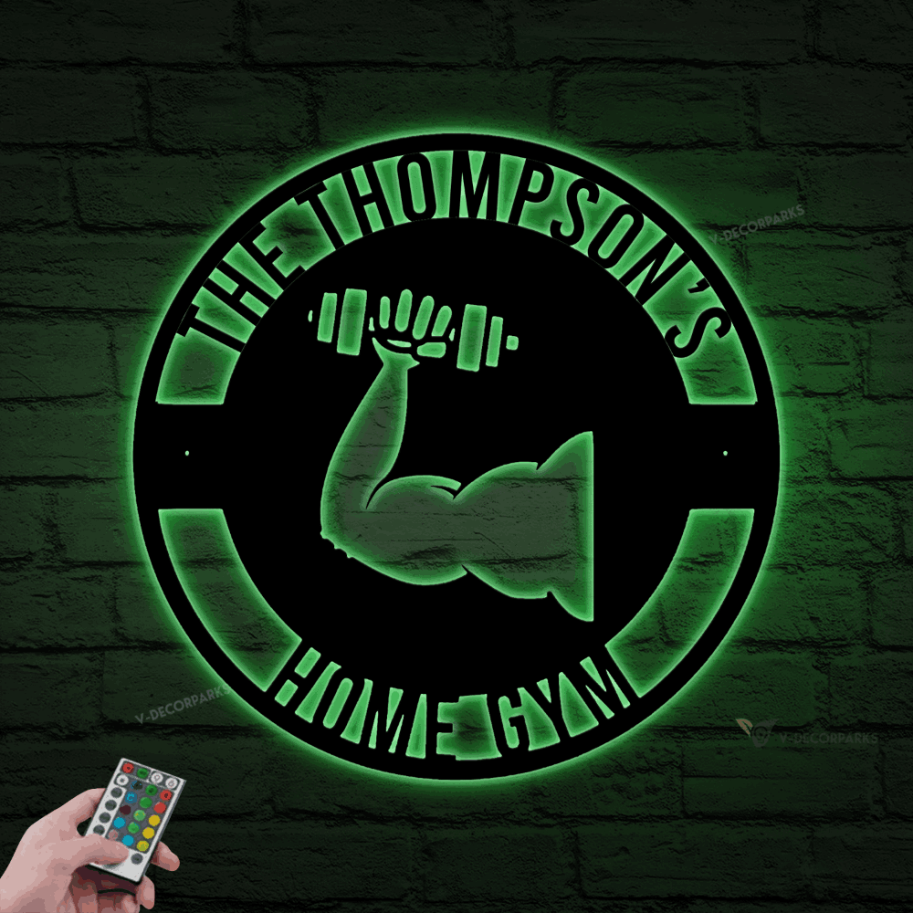 Led Lights Gym Sign, Personalized Home Gym Sign, Custom Metal Gym Sign ...