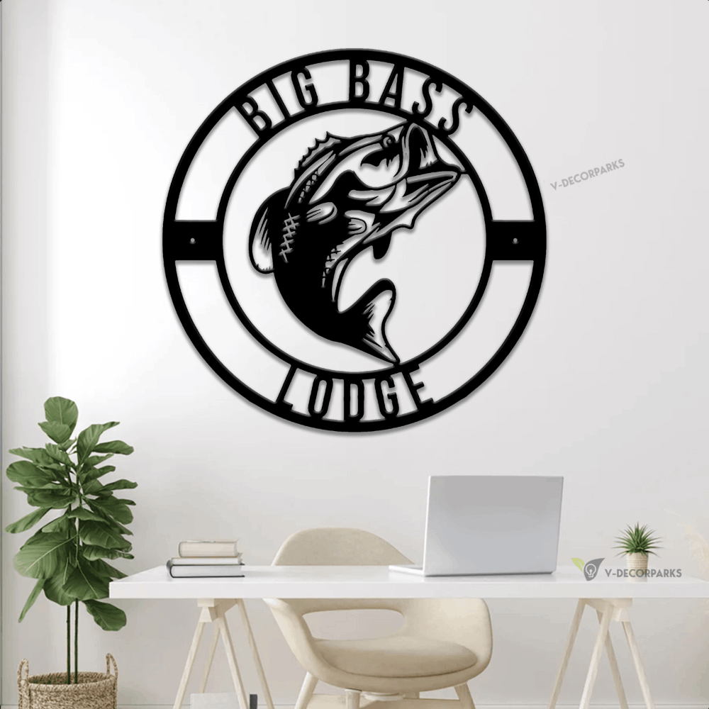 Metal Bass Fishing Sign Led Lights, Metal Fishing Sign, Fishing Sign ...