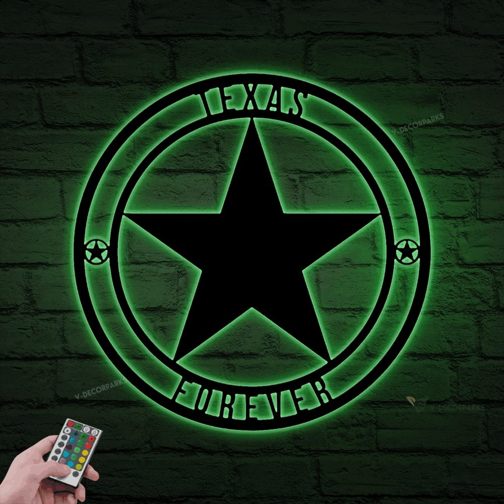 Personalized Metal Star Sign With Led Lights, Metal Texas Star Sign ...
