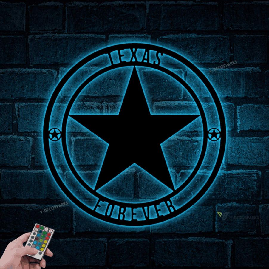 Personalized Metal Star Sign With Led Lights, Metal Texas Star Sign ...