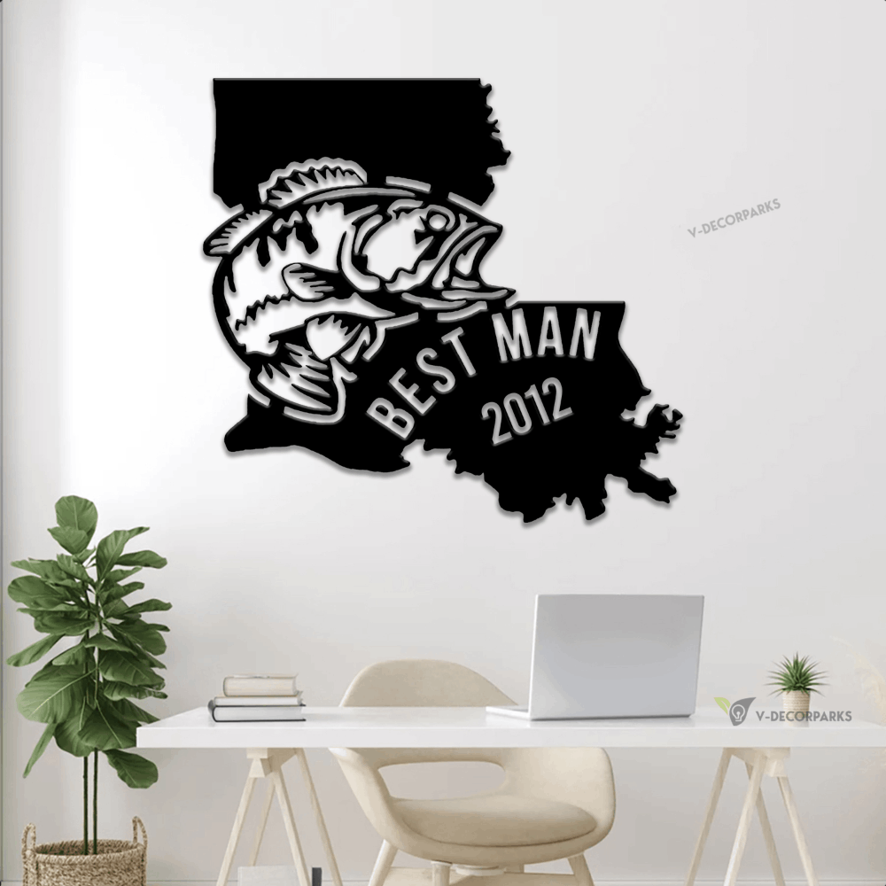 Metal Louisiana Bass Fishing Led Lights Sign, Bass Fishing Sign ...