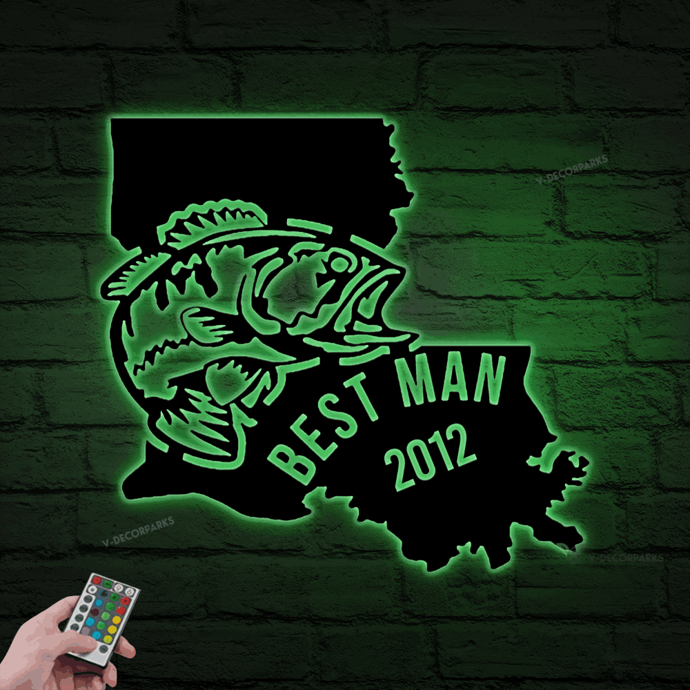 Metal Louisiana Bass Fishing Led Lights Sign, Bass Fishing Sign ...