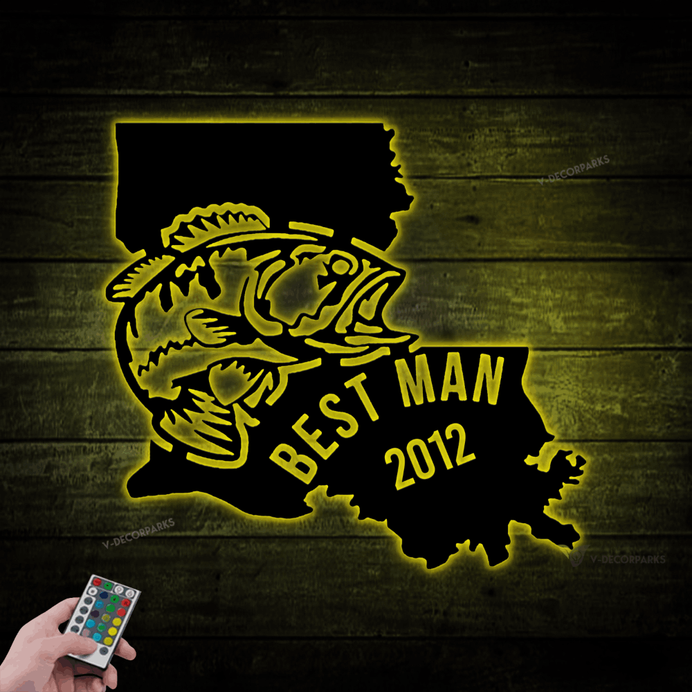 Metal Louisiana Bass Fishing Led Lights Sign, Bass Fishing Sign ...