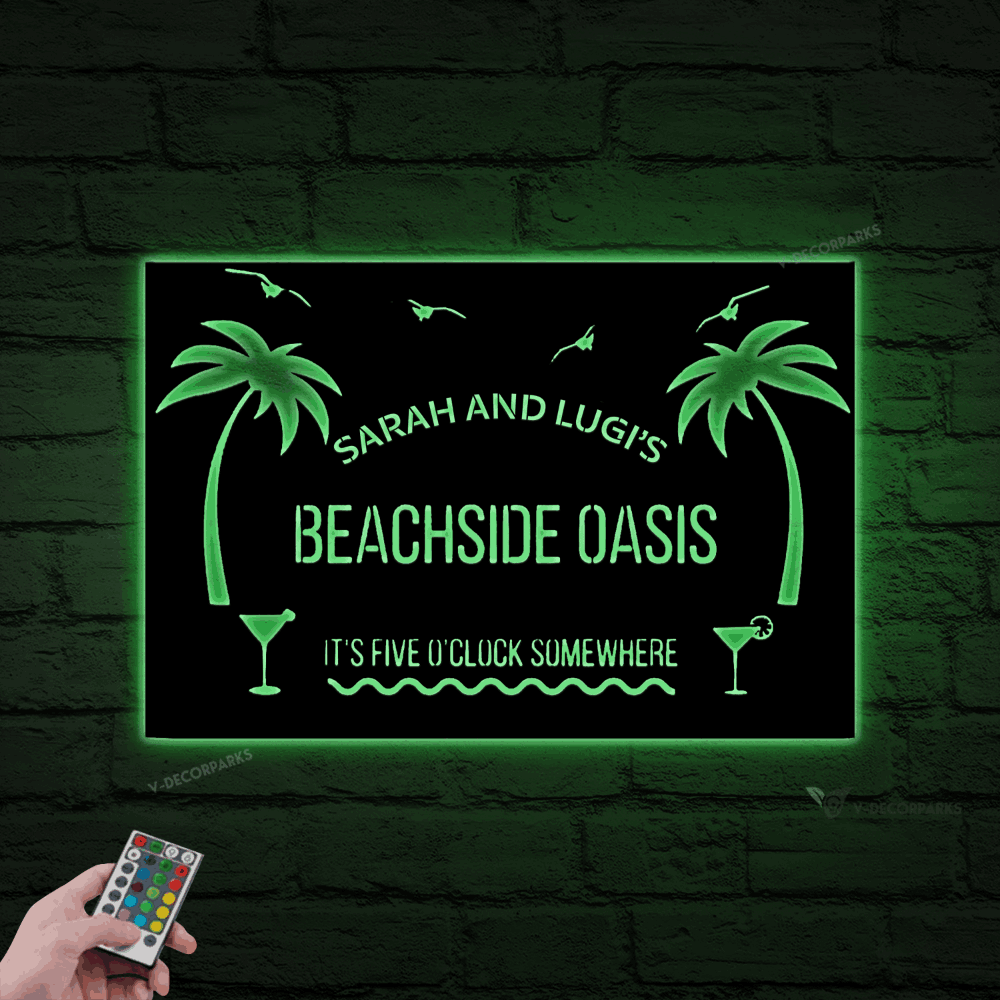 Metal Beach Sign With Led Lights, Metal Beach House Sign, Beach House ...