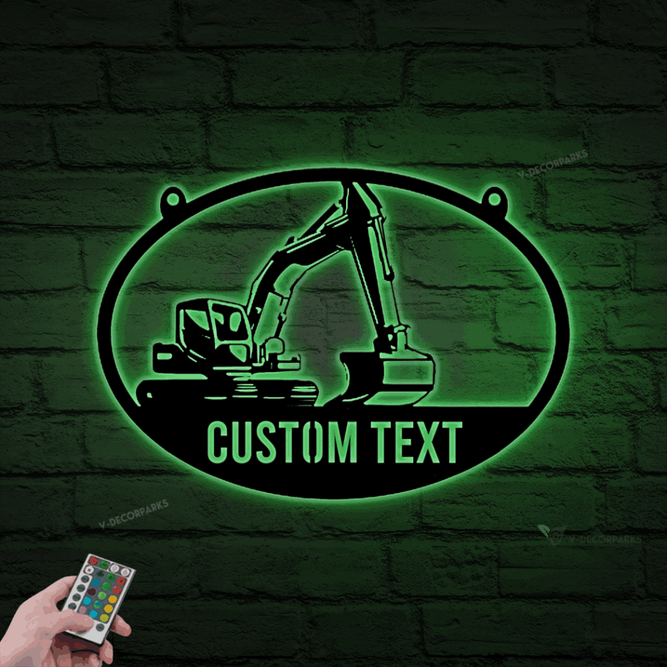 Metal Excavator Sign With Led Lights, Excavator Sign, Metal ...