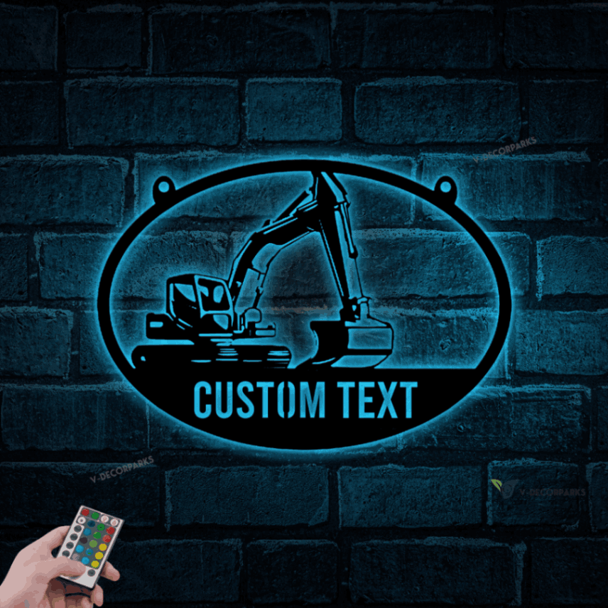 Metal Excavator Sign With Led Lights, Excavator Sign, Metal ...