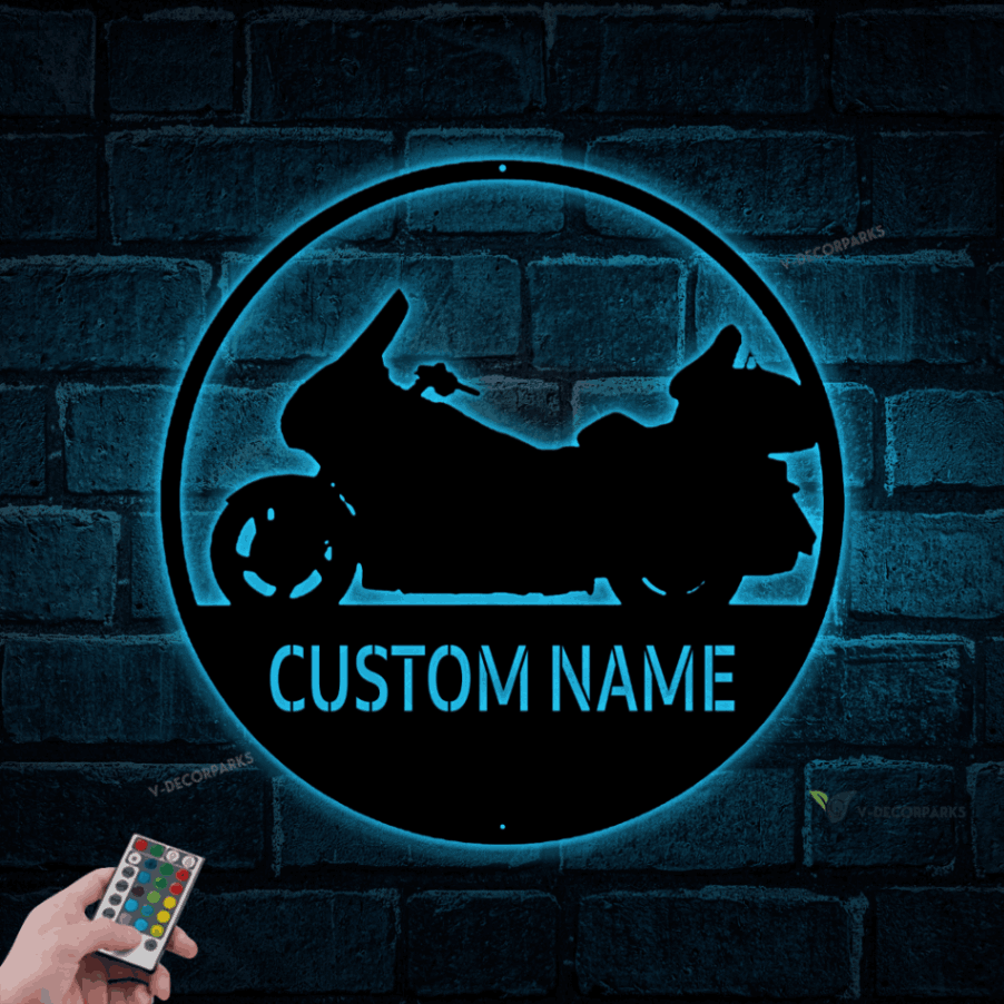 Metal Goldwing Motorcycle Sign With Led Lights, Metal Motorcycle Sign ...