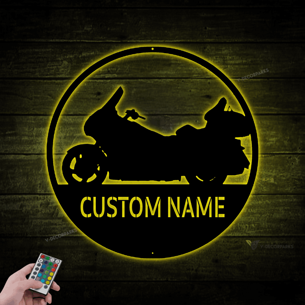 Metal Goldwing Motorcycle Sign With Led Lights, Metal Motorcycle Sign ...