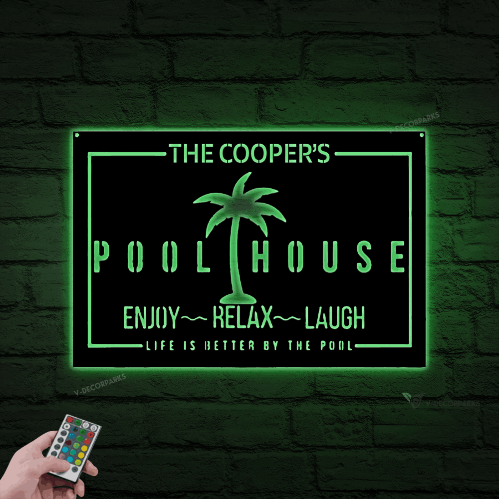 Personalized Metal Poolside Led Lights Sign, Metal Swimming Pool Sign ...