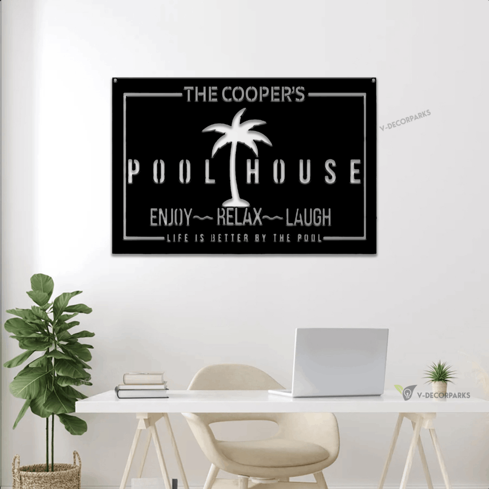 Personalized Metal Poolside Led Lights Sign, Metal Swimming Pool Sign ...