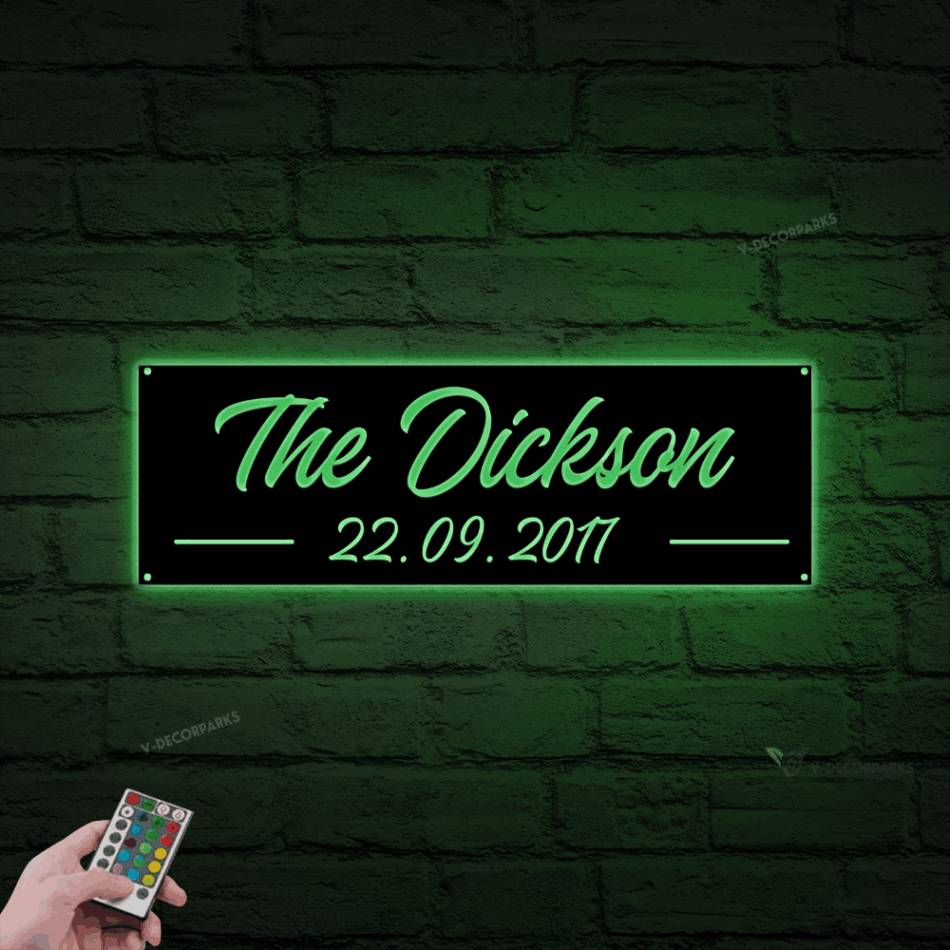 Anniversary Date Sign With Led Lights, Personalized Metal Sign, Family ...