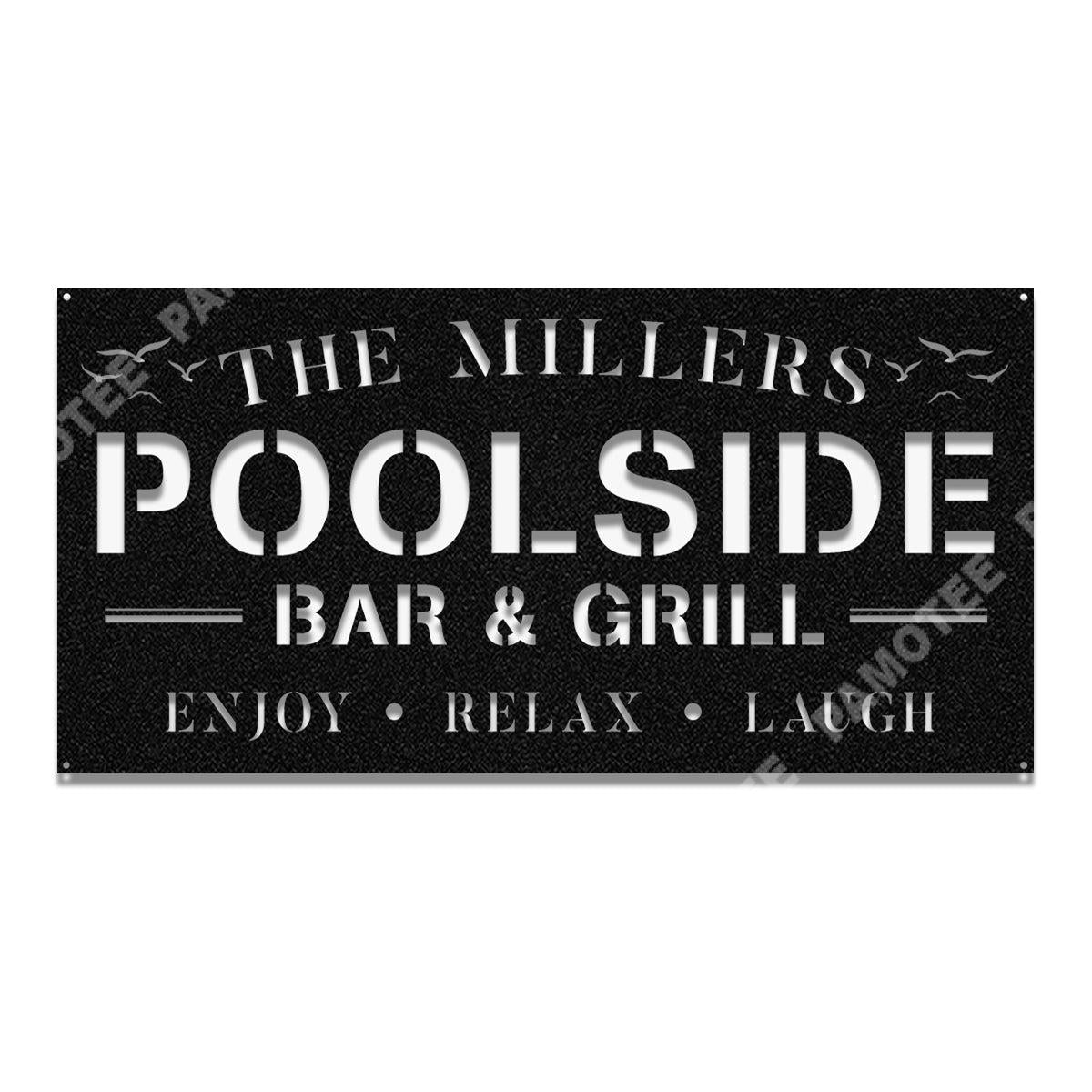 Personalized Pool Bar Grill Metal Sign Monogram | Nalaprint