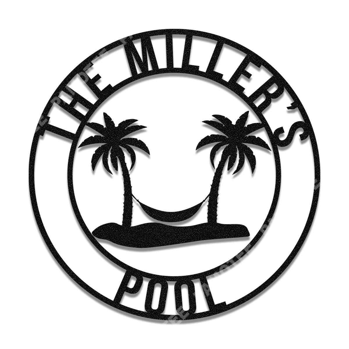 Personalized Name Pool Bar Metal Sign Monogram, Custom Outdoor House ...