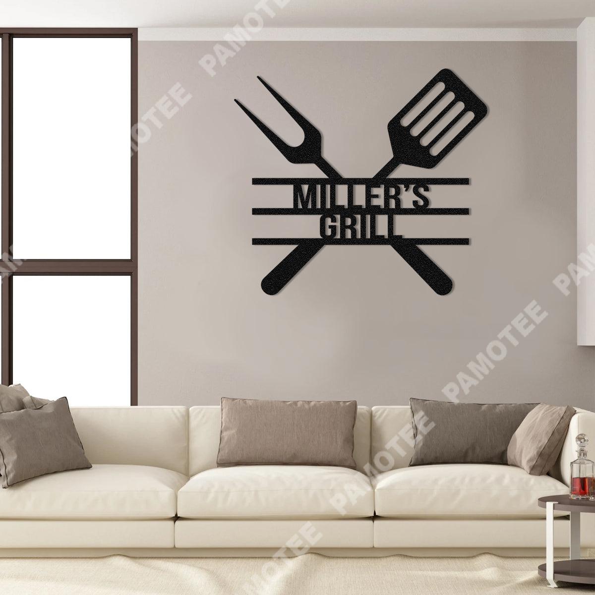 Personalized Family Name Bar Grill Metal Sign, Custom Outdoor Bbq ...