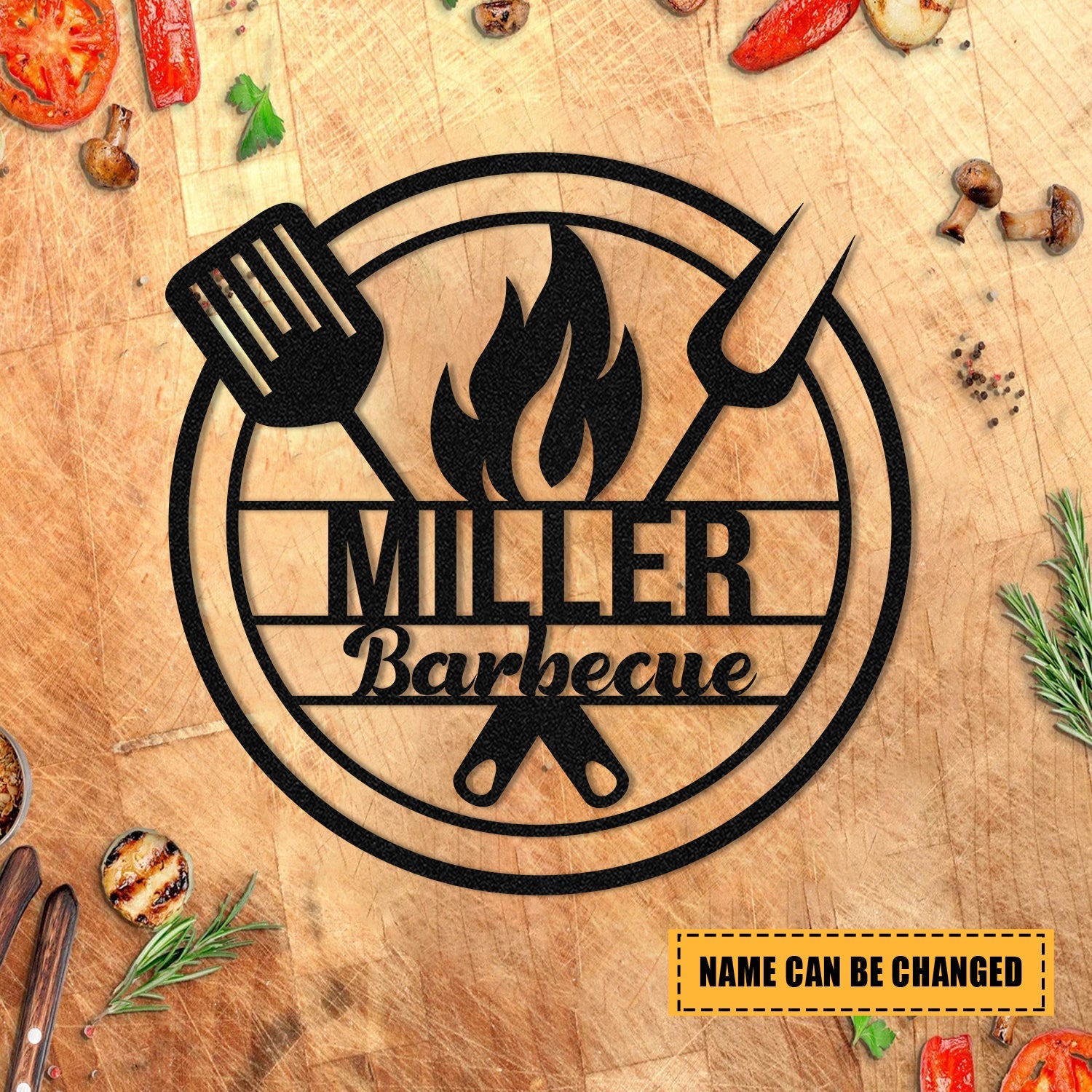 Personalized Family Name Bar Grill Metal Sign Monogram, Bbq, Barbecue ...