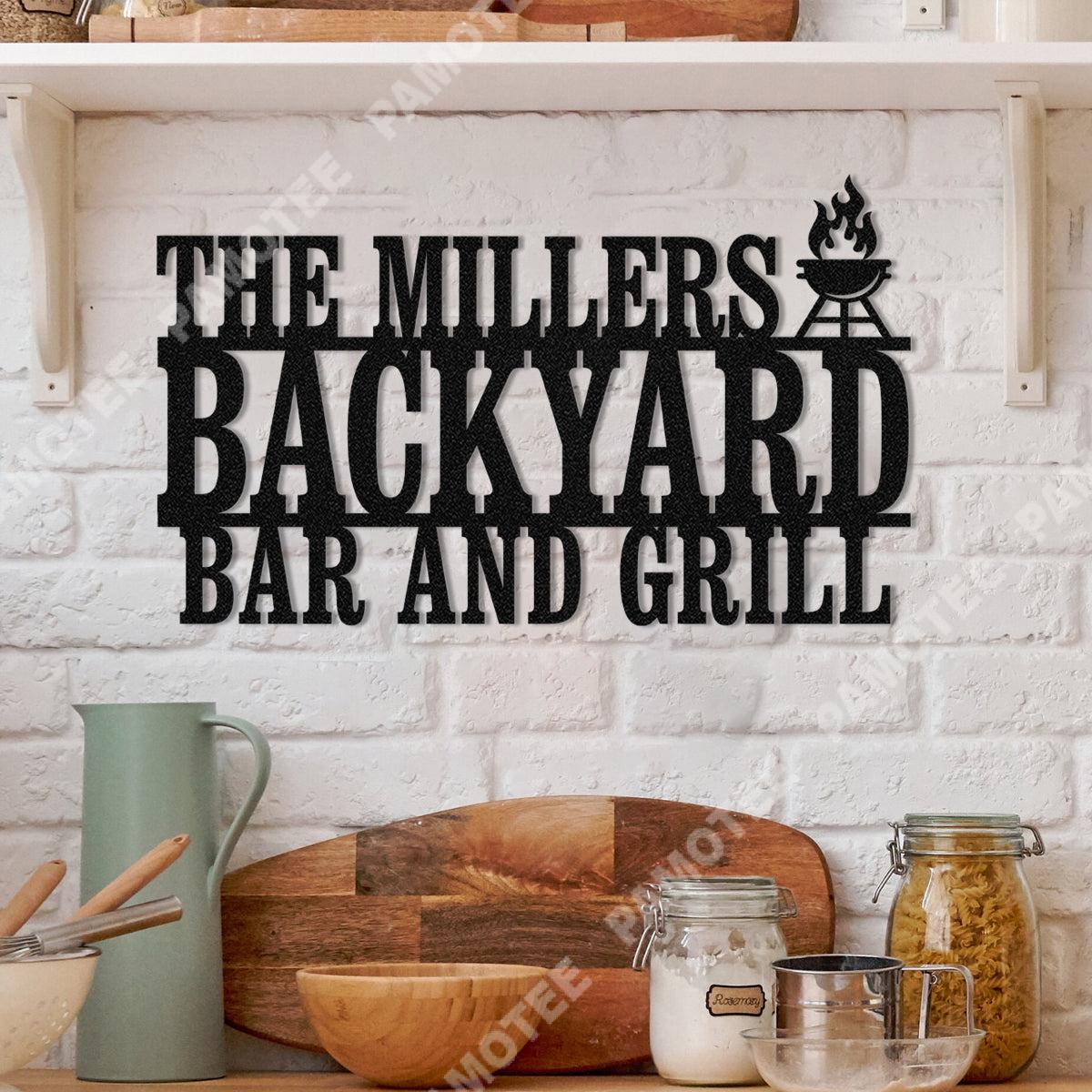 Personalized Name Bar Grill Metal Sign, Custom Outdoor Bbq, Barbecue ...