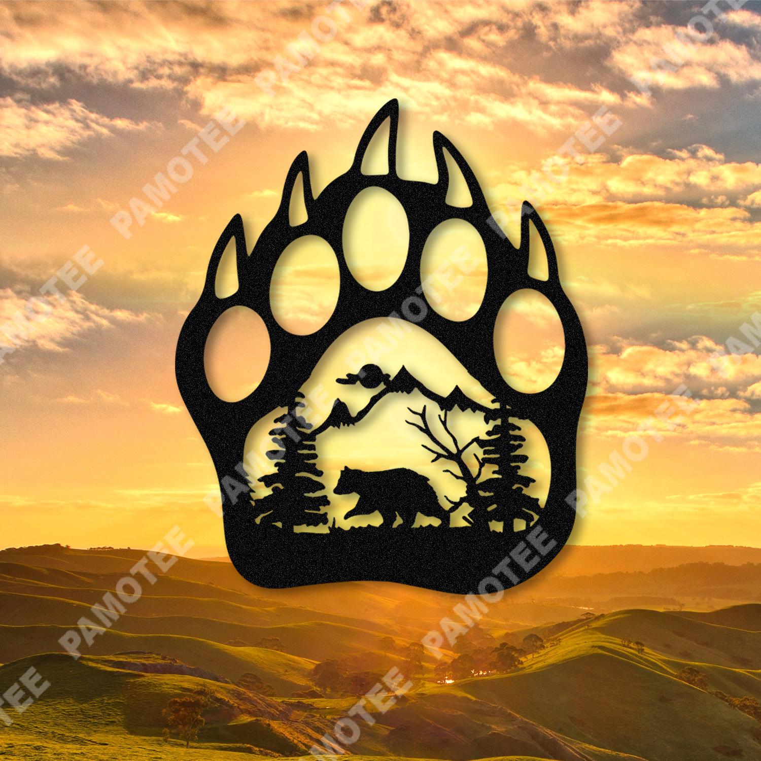 Bear Paw Print Metal Sign, Bear Footprint Home Decor | Nalaprint