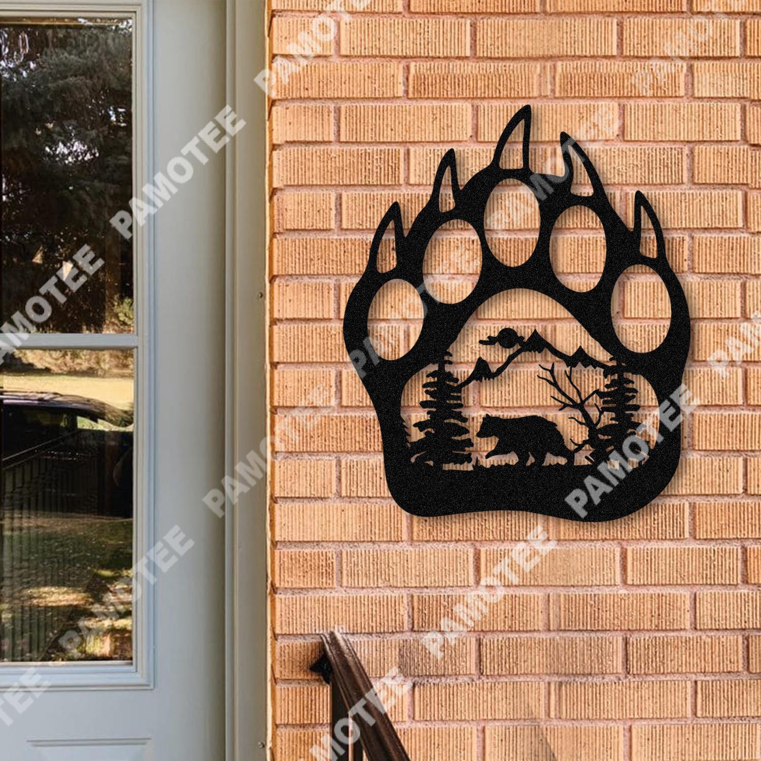 Bear Paw Print Metal Sign, Bear Footprint Home Decor | Nalaprint