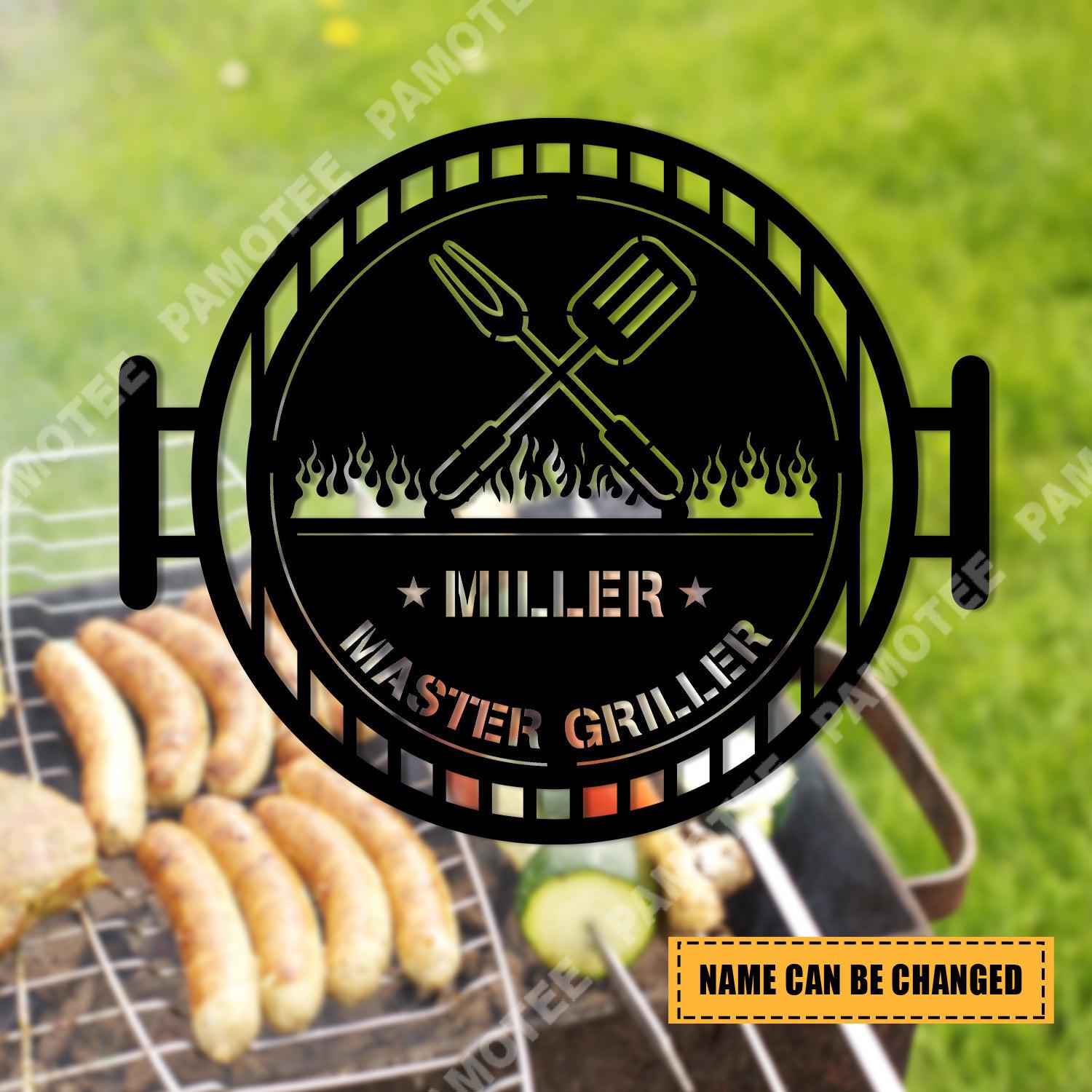 Personalized Grill Metal Sign Monogram, Custom Bbq, Barbecue, Patio ...