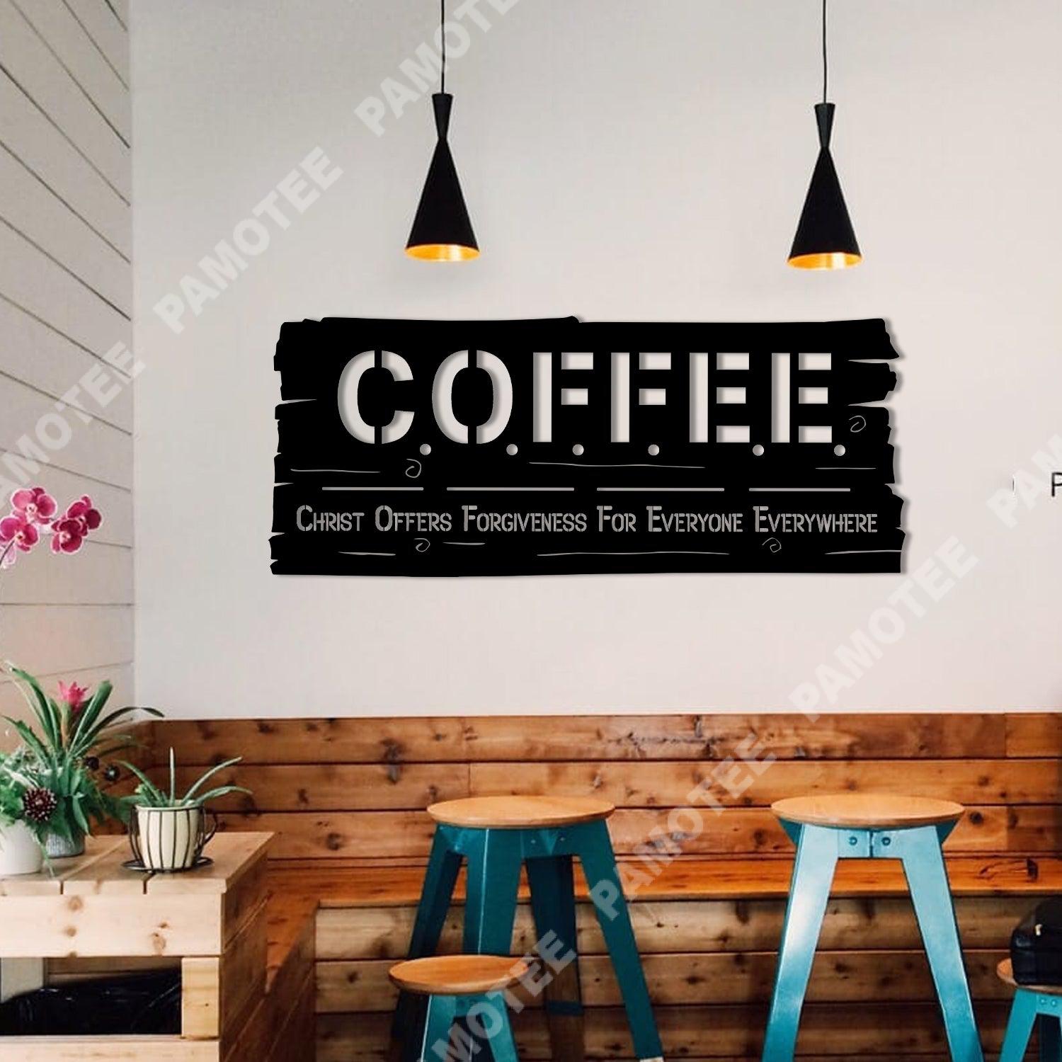 Coffee God Jesus Christ Metal Bar Sign, Cafe Steel Gift | Nalaprint