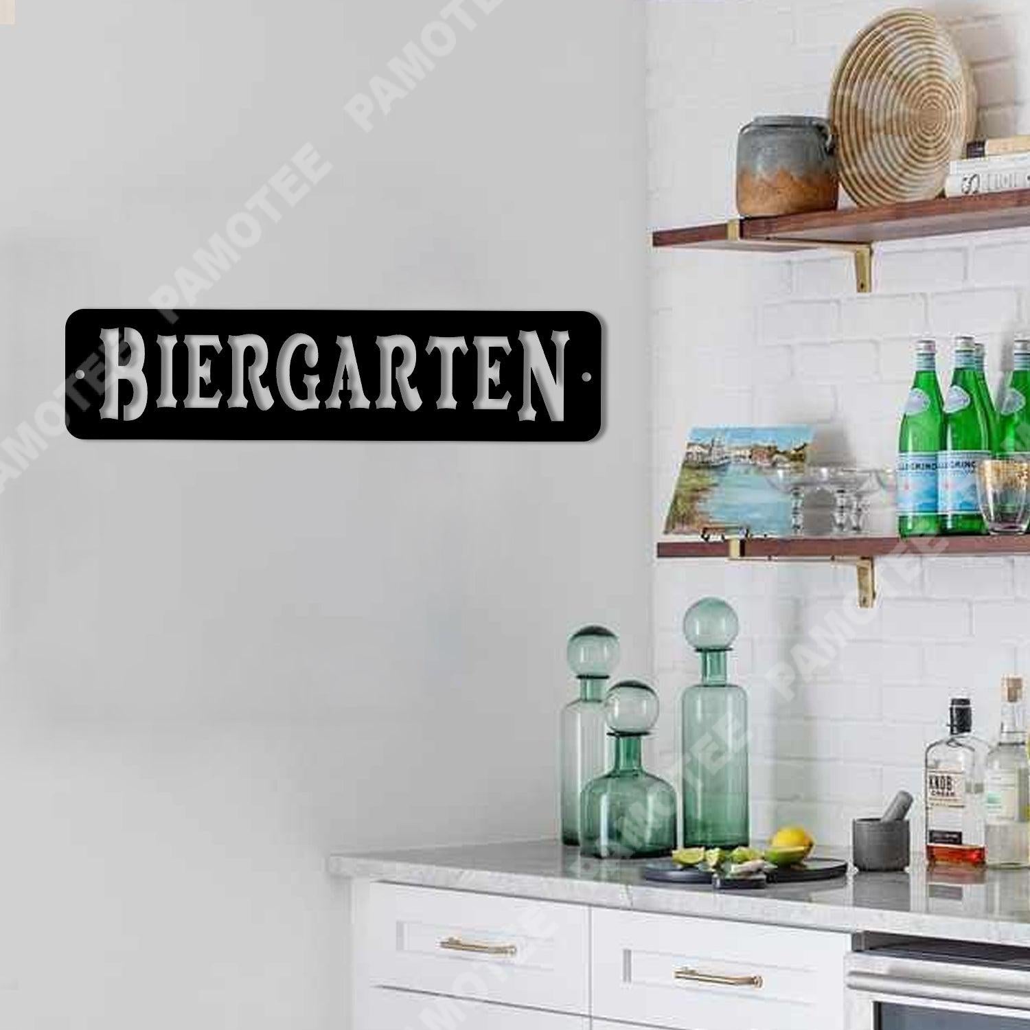 Biergarten German Beer Metal Bar Sign, Pub, Tap Decoration | Nalaprint
