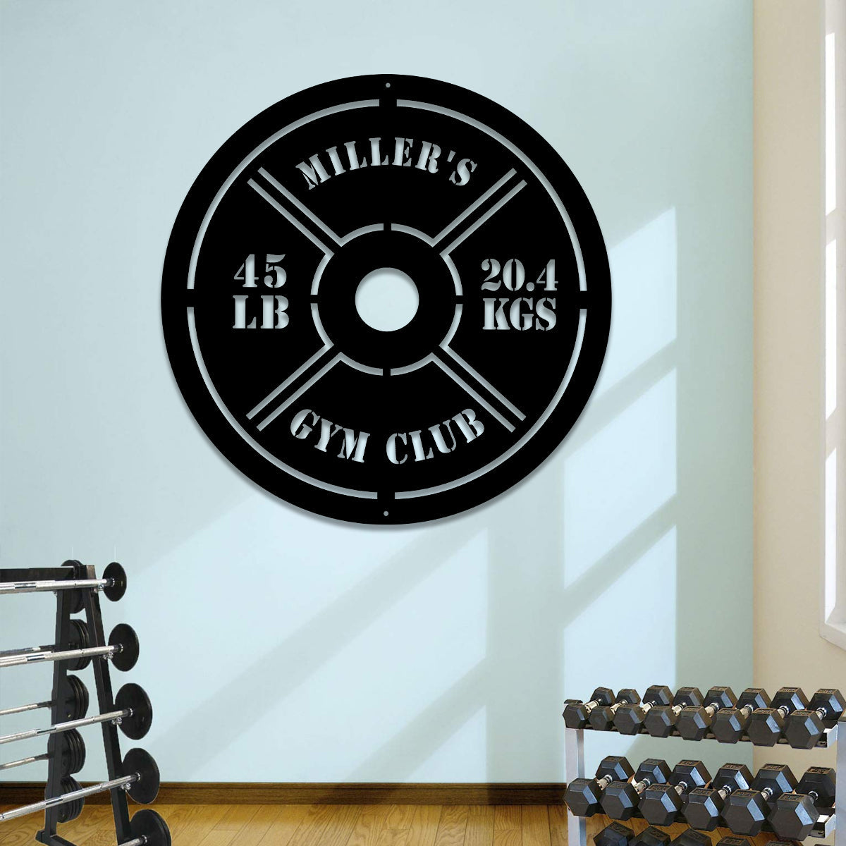 Personalized Weight Plate Metal Gym Sign, Custom Fitness Center Metal ...