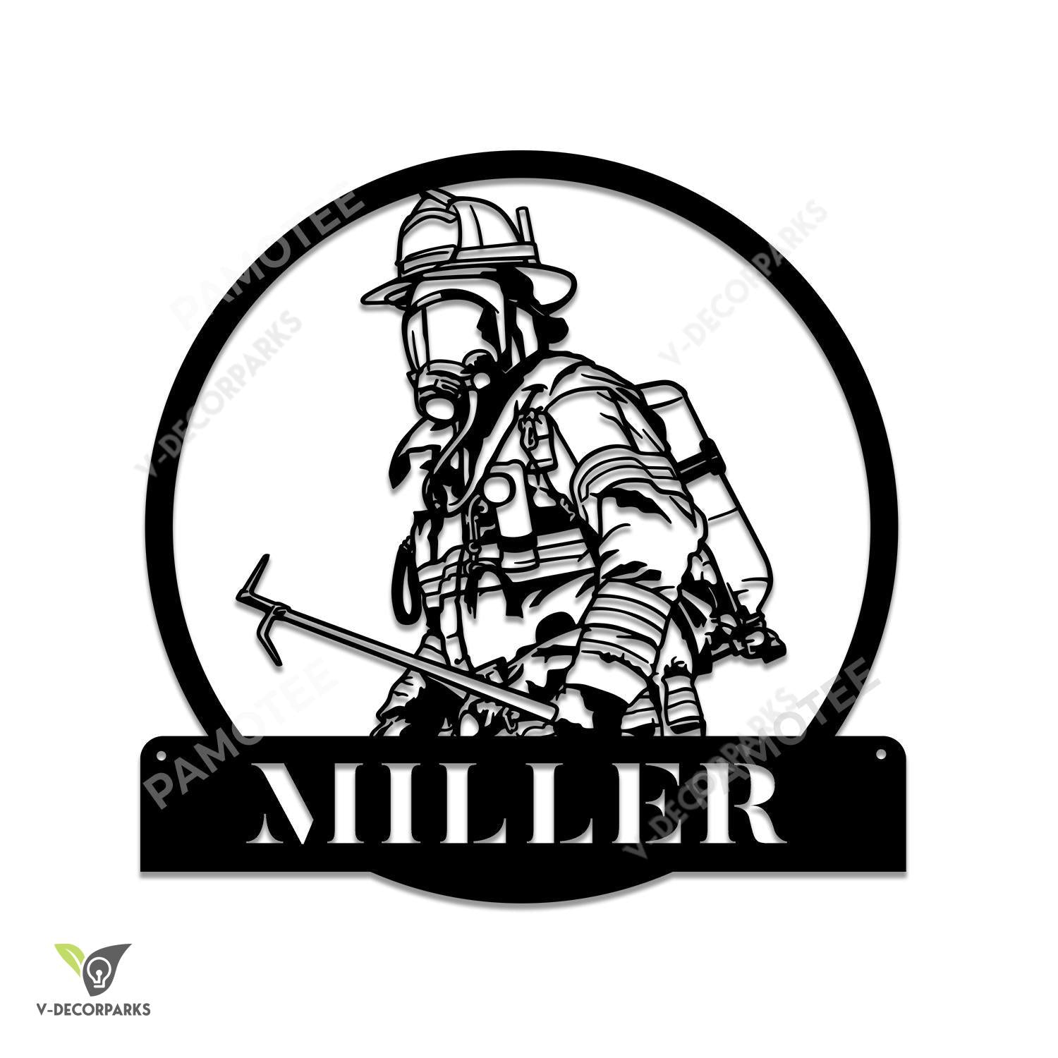 Fireman Design Customized Metal Wall Art, Firefighter Perfect Home ...