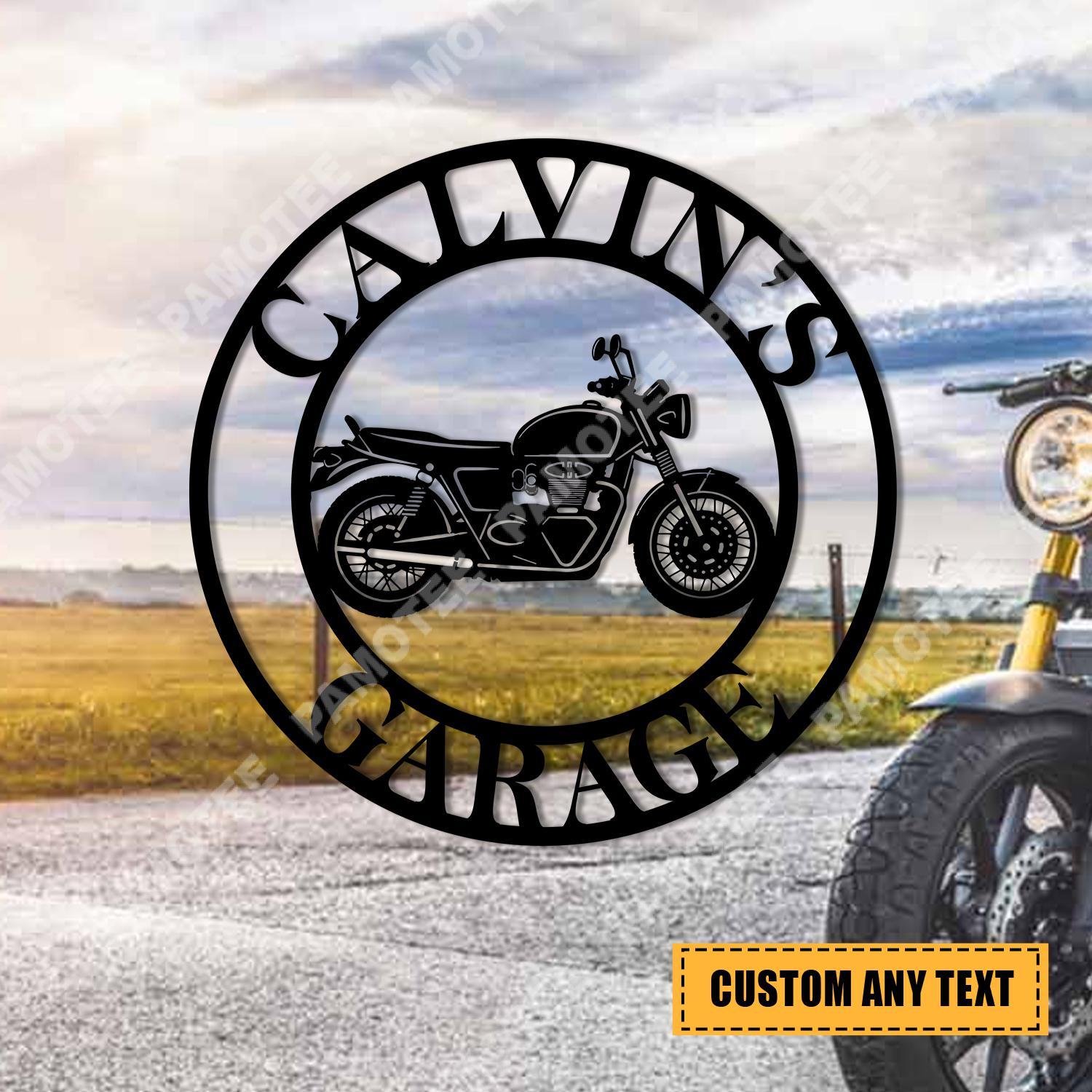 Personalized Motorcycle Garage Metal Sign, Gift For Biker | Nalaprint