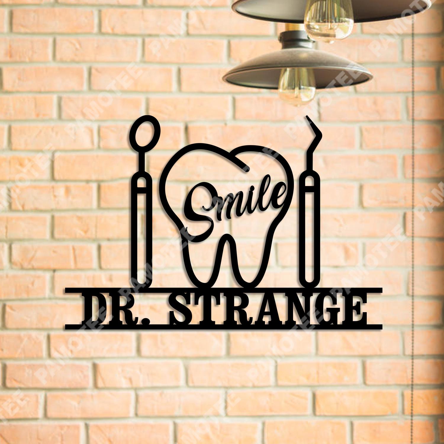 Personalized Name Smile Dentist Office Metal Sign, Orthodontist Wall ...