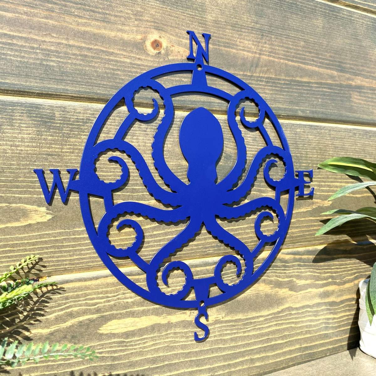 Kraken Octopus Compass Wall Decor, Cut Metal Sign, Metal Wall Art ...