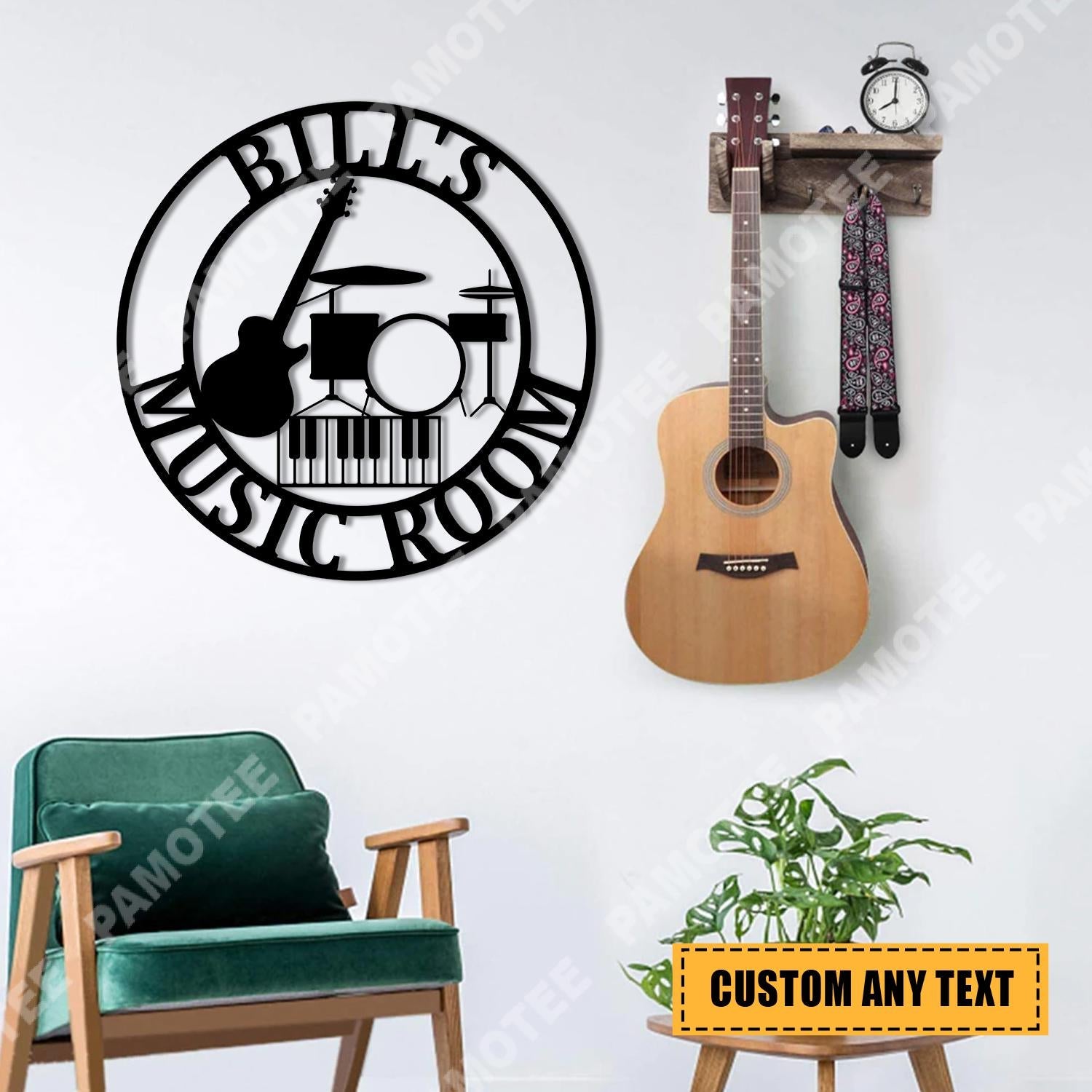 Personalized Music Room Metal Art, Guitar, Drum, Keyboard Musician Wall ...