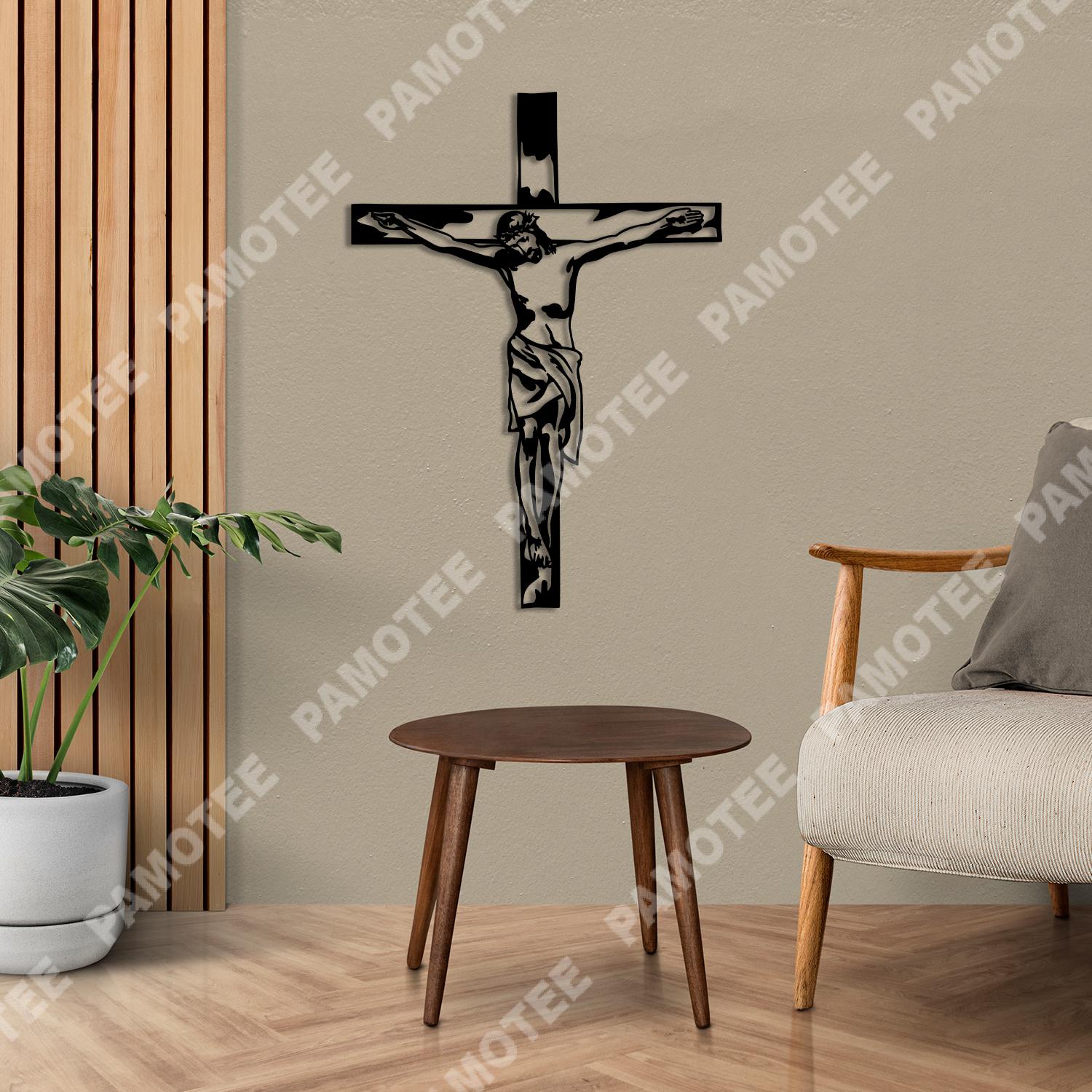 Jesus Christ On Cross Metal Art, Religious Steel Wall Decor, Christian ...