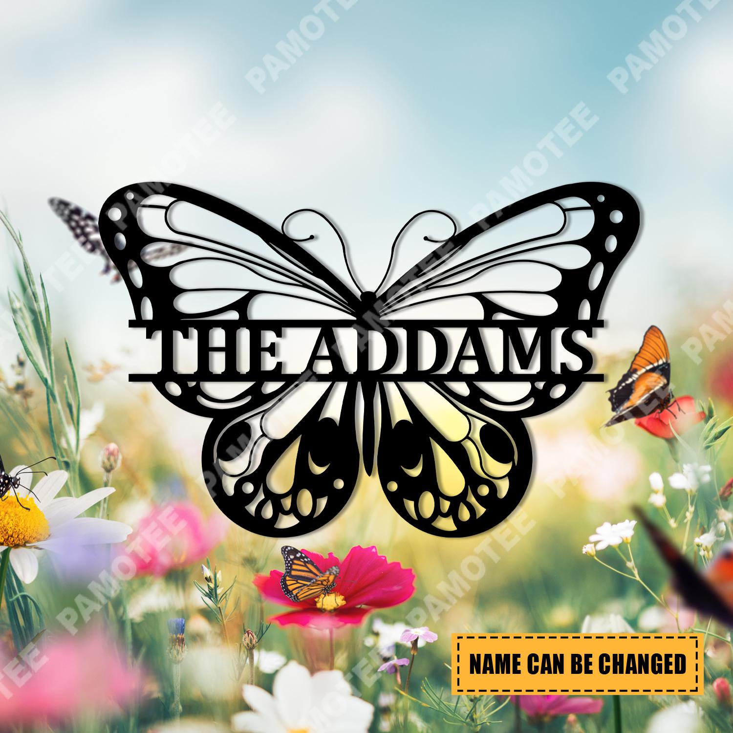 Personalized Your Name Butterfly Metal Sign, Garden Decor | Nalaprint