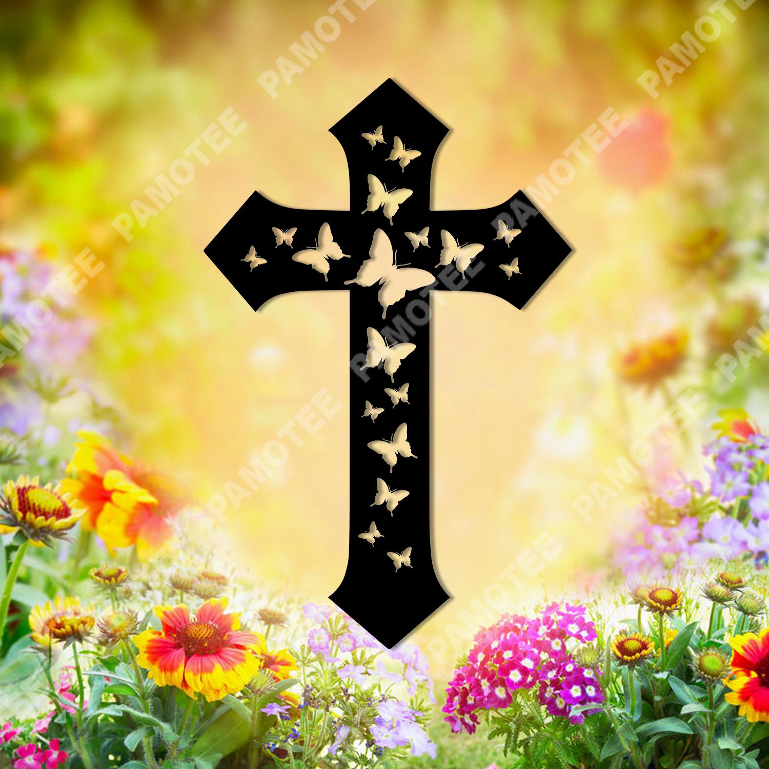 Butterfly And Cross Jesus Christ Metal Sign, God Lovers Living Room ...