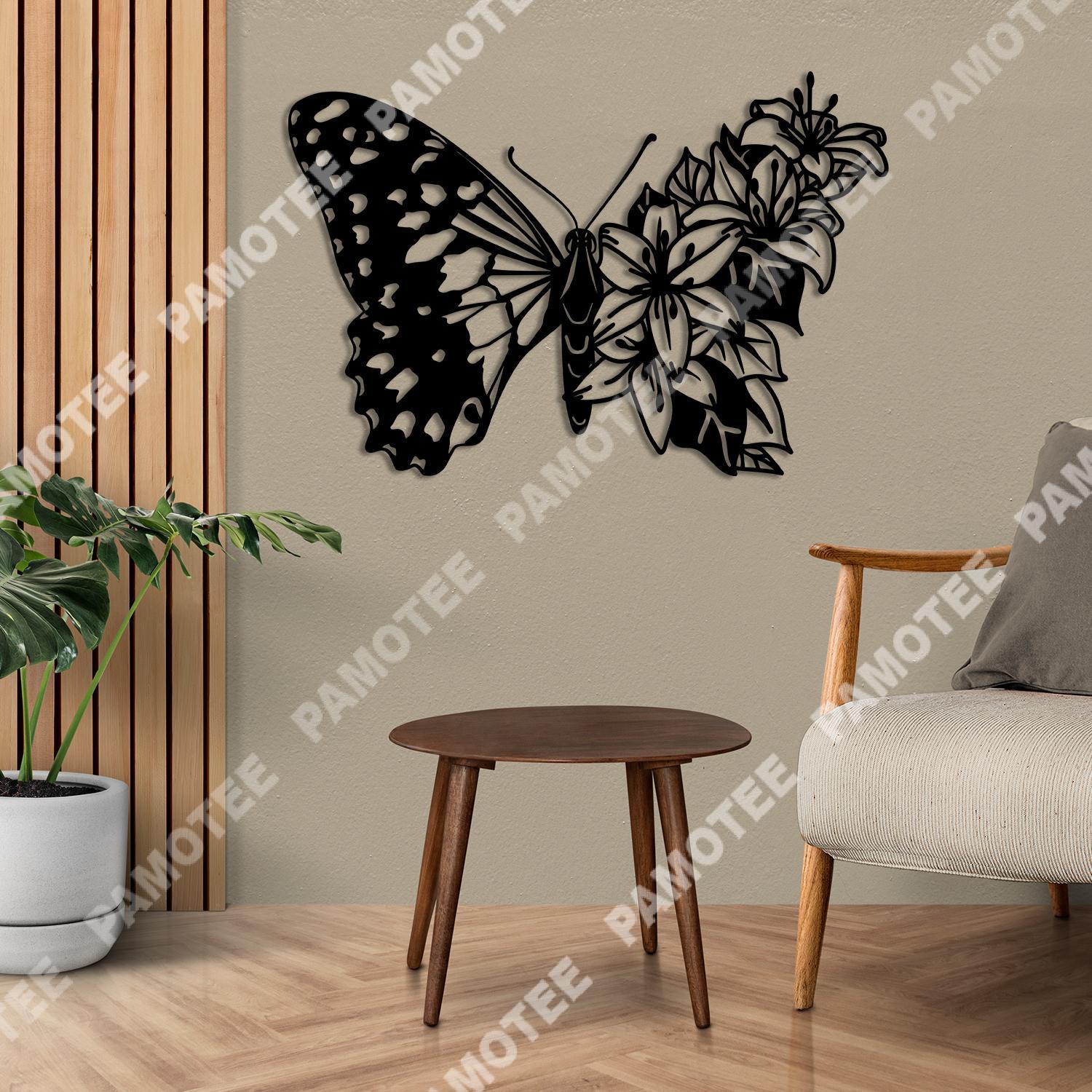 Floral Butterfly Metal Sign, Gift For Mom, Garden Steel Art | Nalaprint