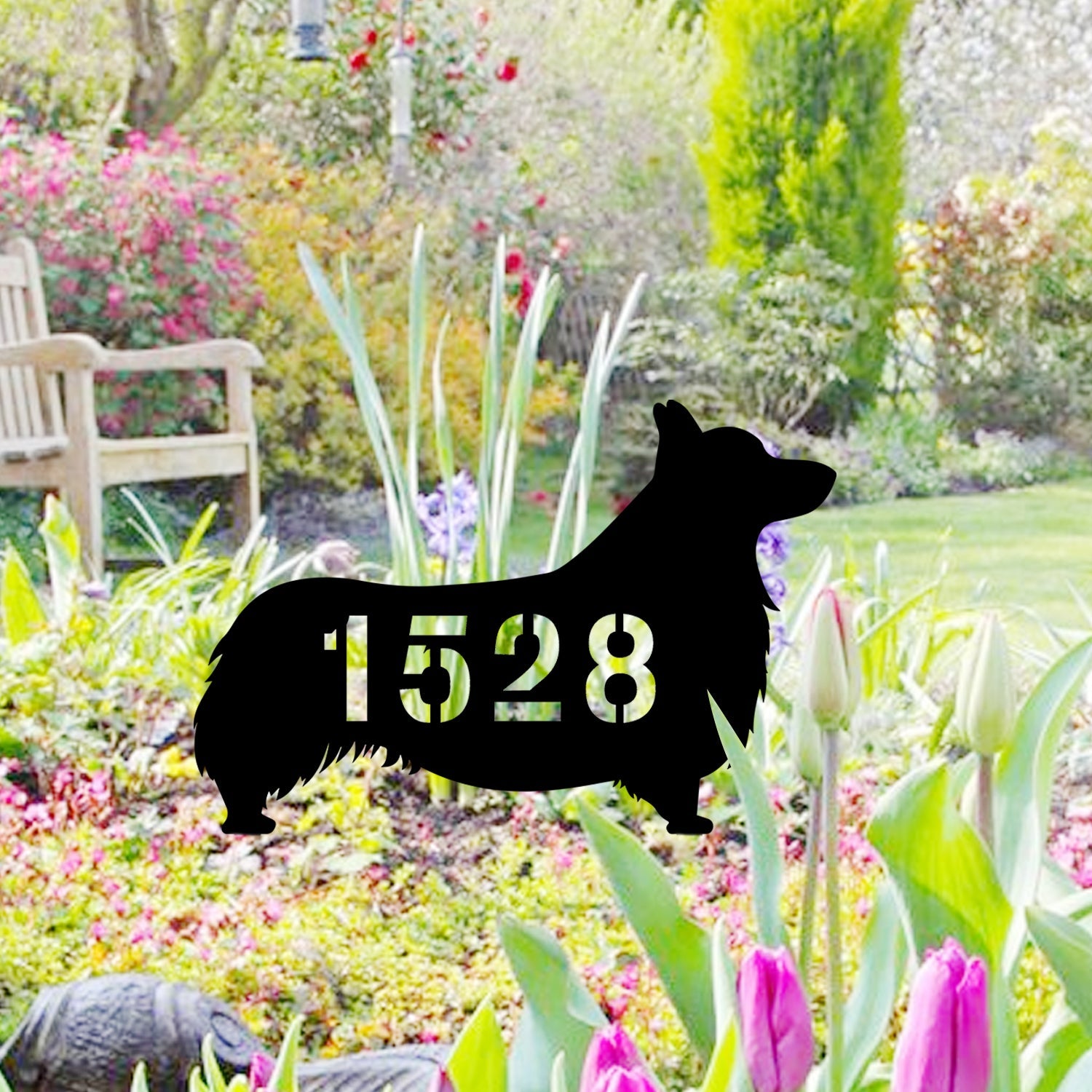 Custom Address Number Corgi Dog Metal Yard Sign, Front Door Steel Sign ...