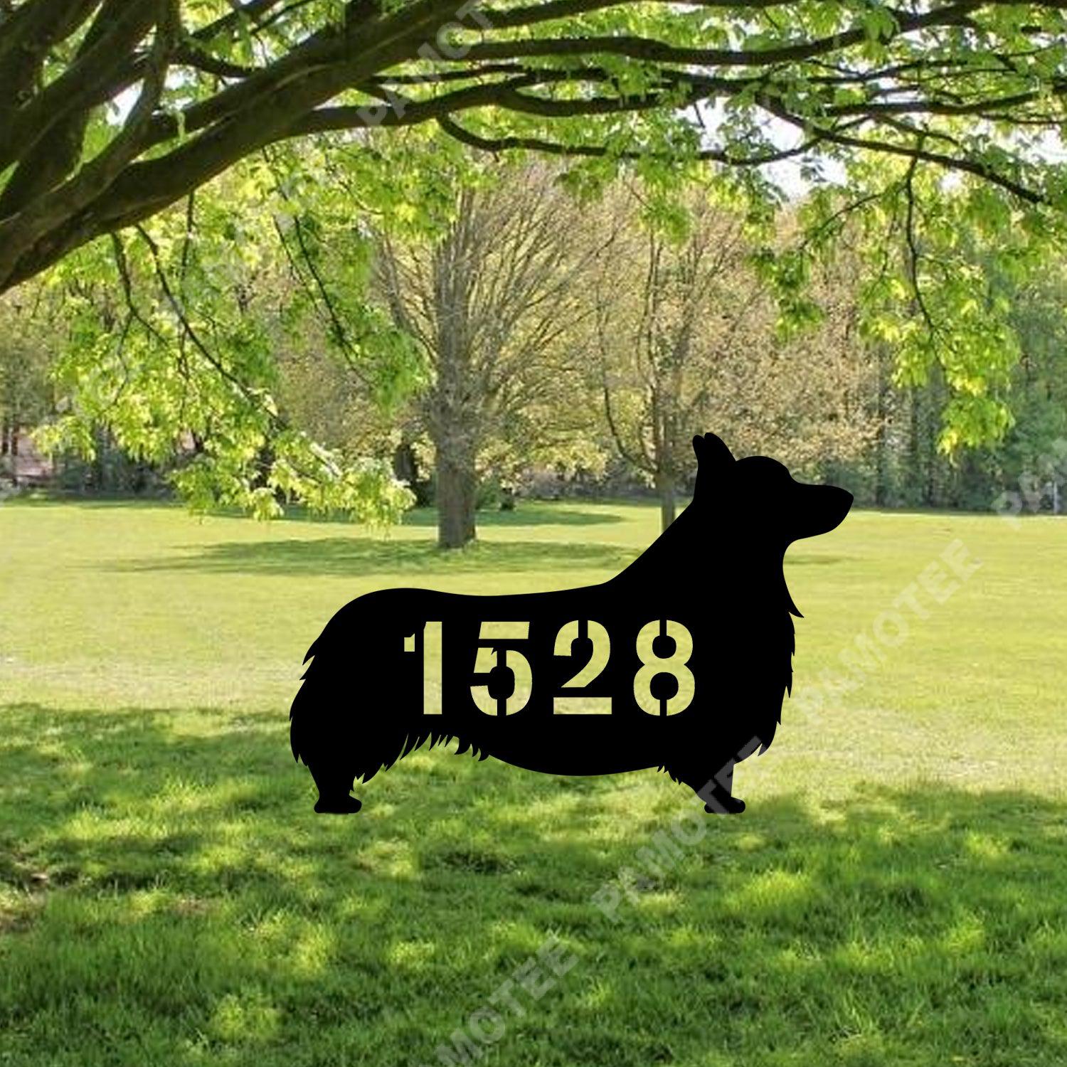 Custom Address Number Corgi Dog Metal Yard Sign, Front Door Steel Sign ...