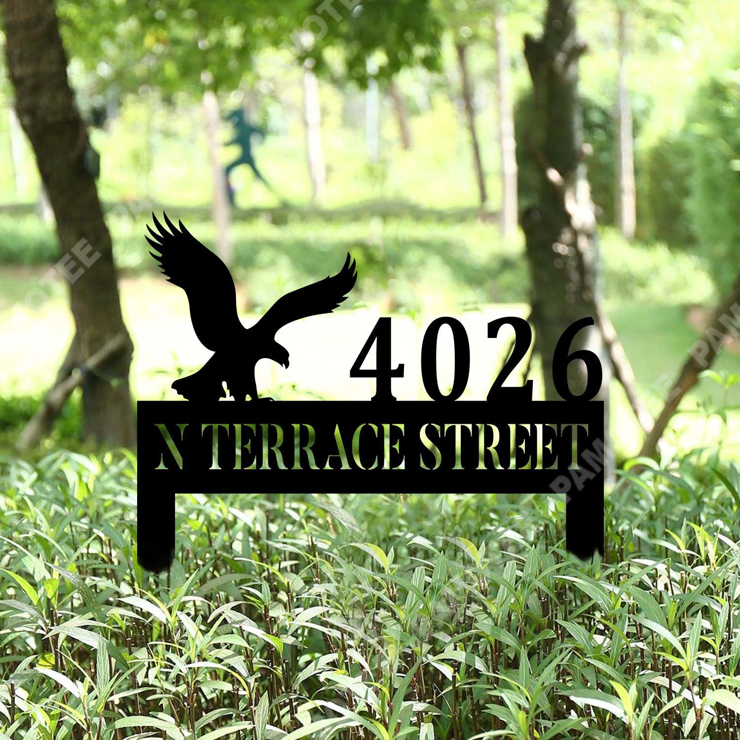 Custom Address Number Bald Eagle Metal Art, Home Decoration | Nalaprint