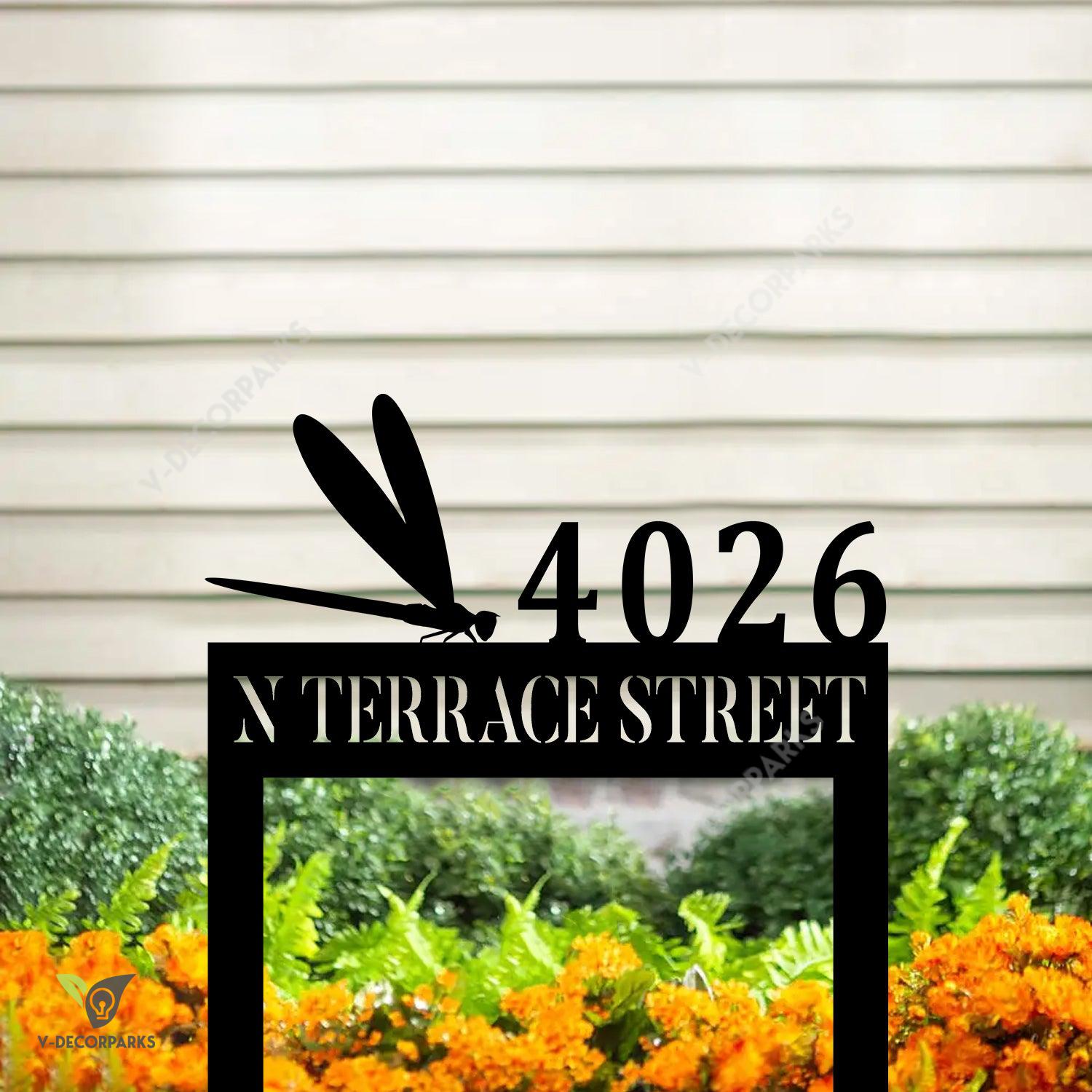 Customized Dragonfly Design Metal House Number Sign, Front Door Address ...