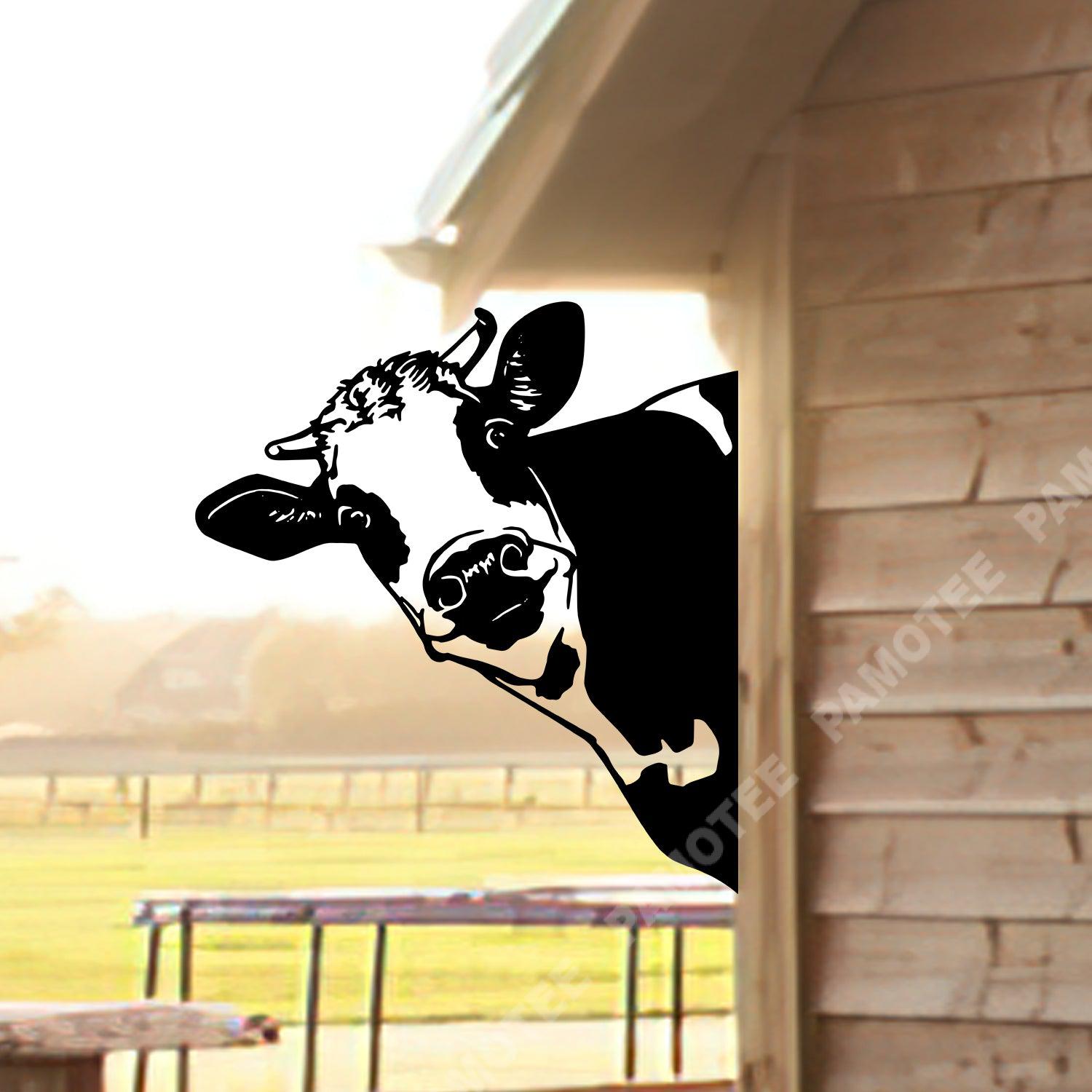 Funny Cow Metal Sign, Dairy Cattle Tree Stake, Holstein Friesian Cattle ...