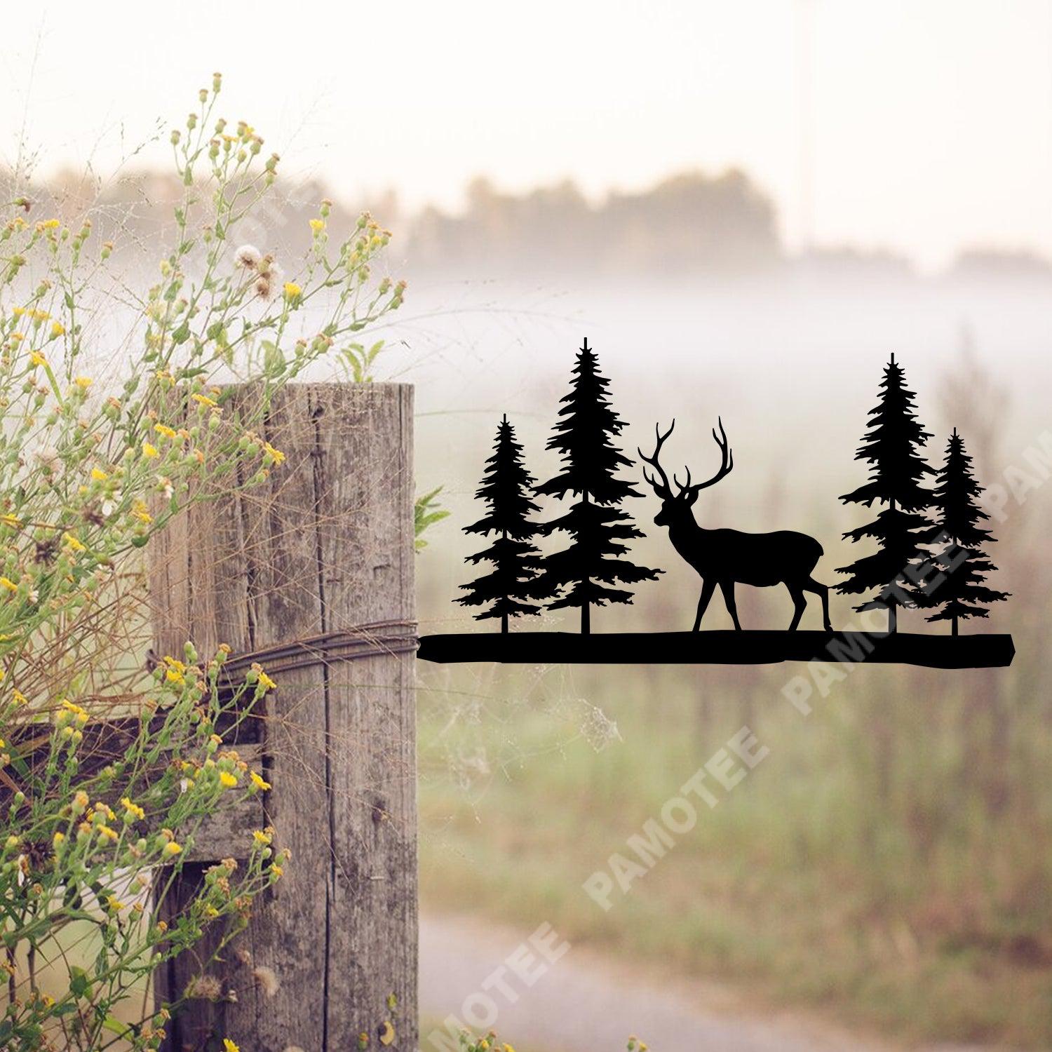 Deer, White-tailed Deer Metal Tree Stake, Forrest Metal Sign | Nalaprint