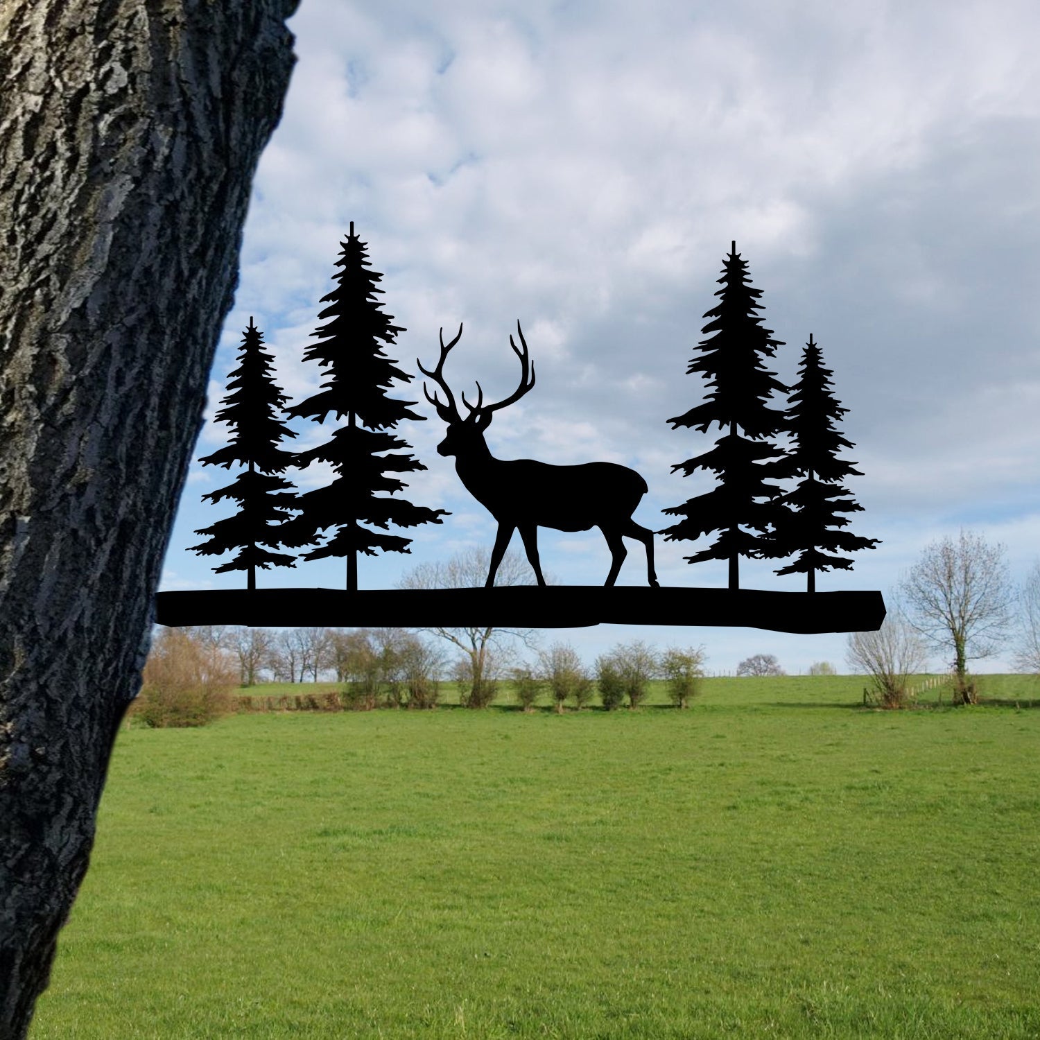 Deer, White-tailed Deer Metal Tree Stake, Forrest Metal Sign | Nalaprint