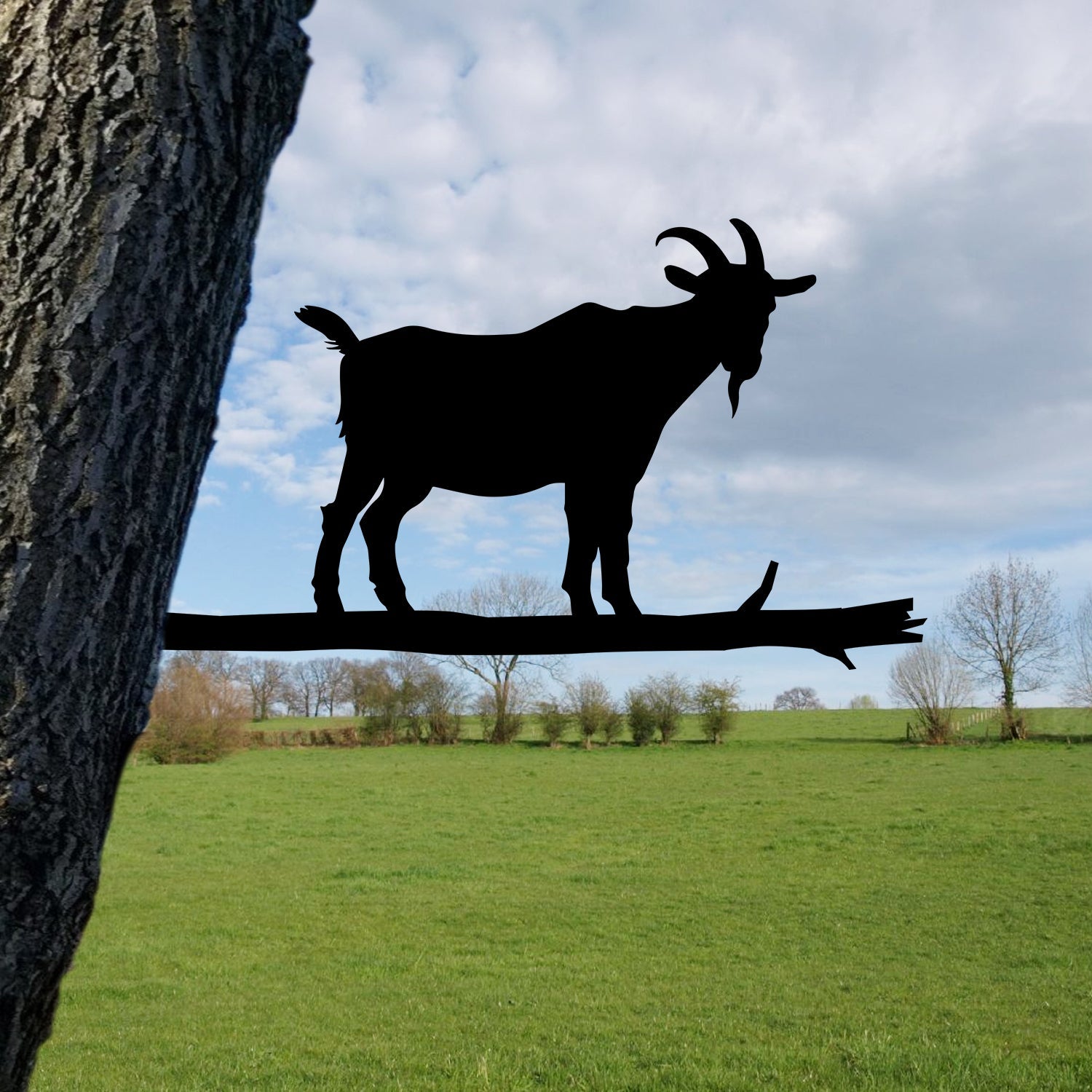 Goat Metal Tree Stake, Animals Steel Sign, Garden Sign | Nalaprint